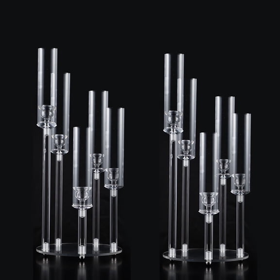 38.5" Clear 8-Arm Acrylic Candelabra - LED Candle Holder with Shade ...