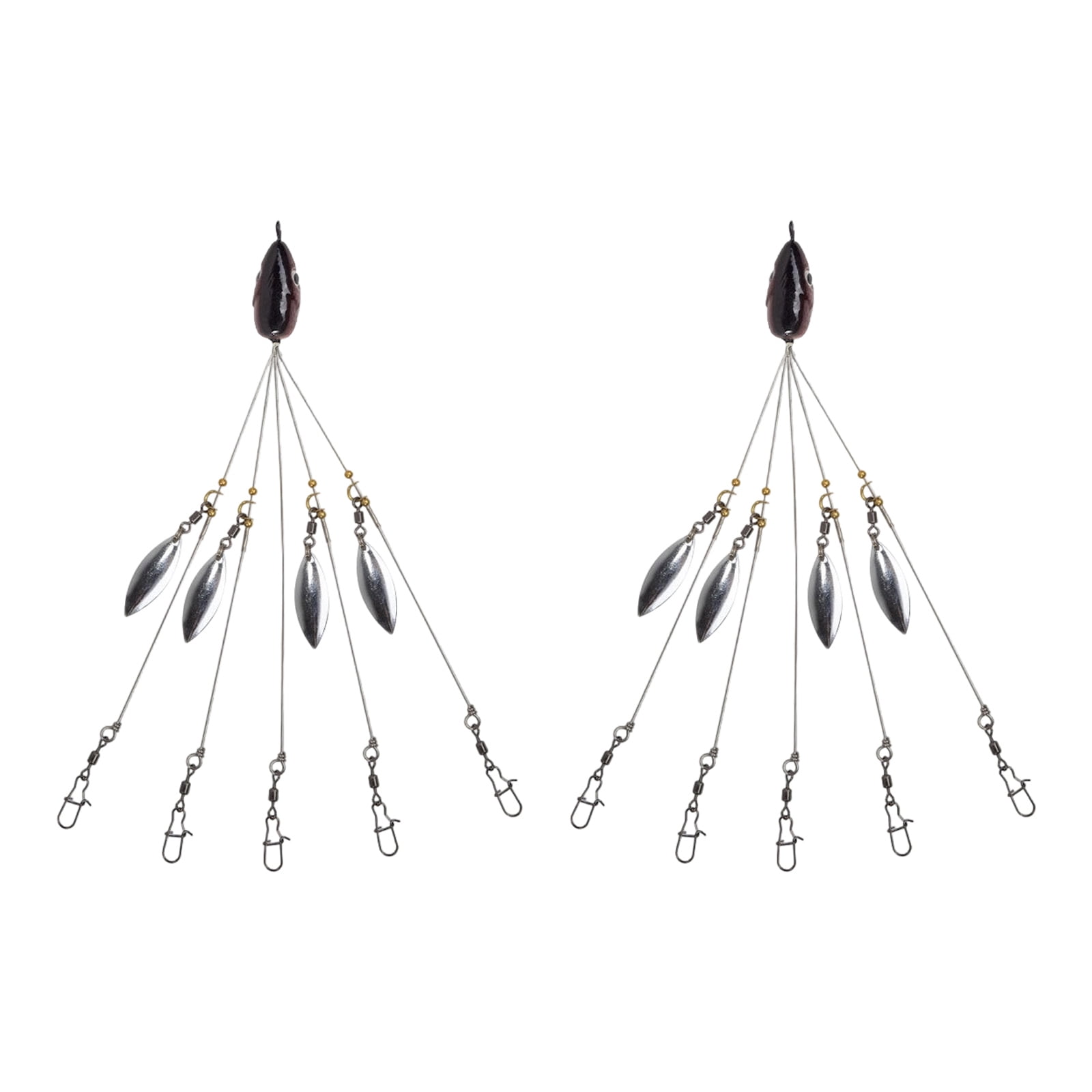 2Pcs 5 Arm Rigs Head Swimming Baits Fishing Group Lures Snapping ...