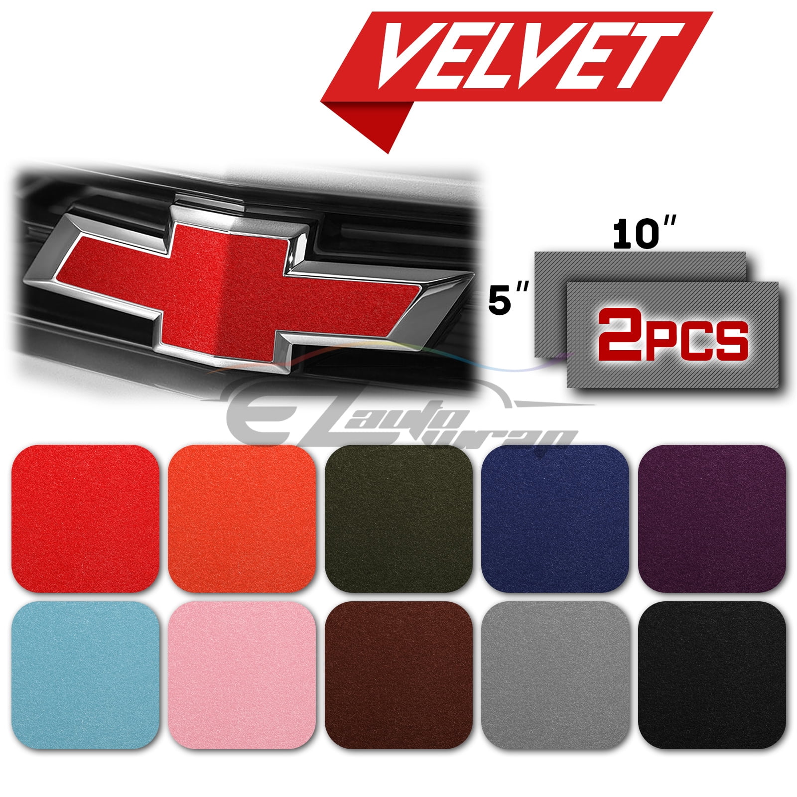 2Pcs 5"x10" Chevy Emblem Bowtie Velvet Red Vinyl Wrap Sticker Decal ...