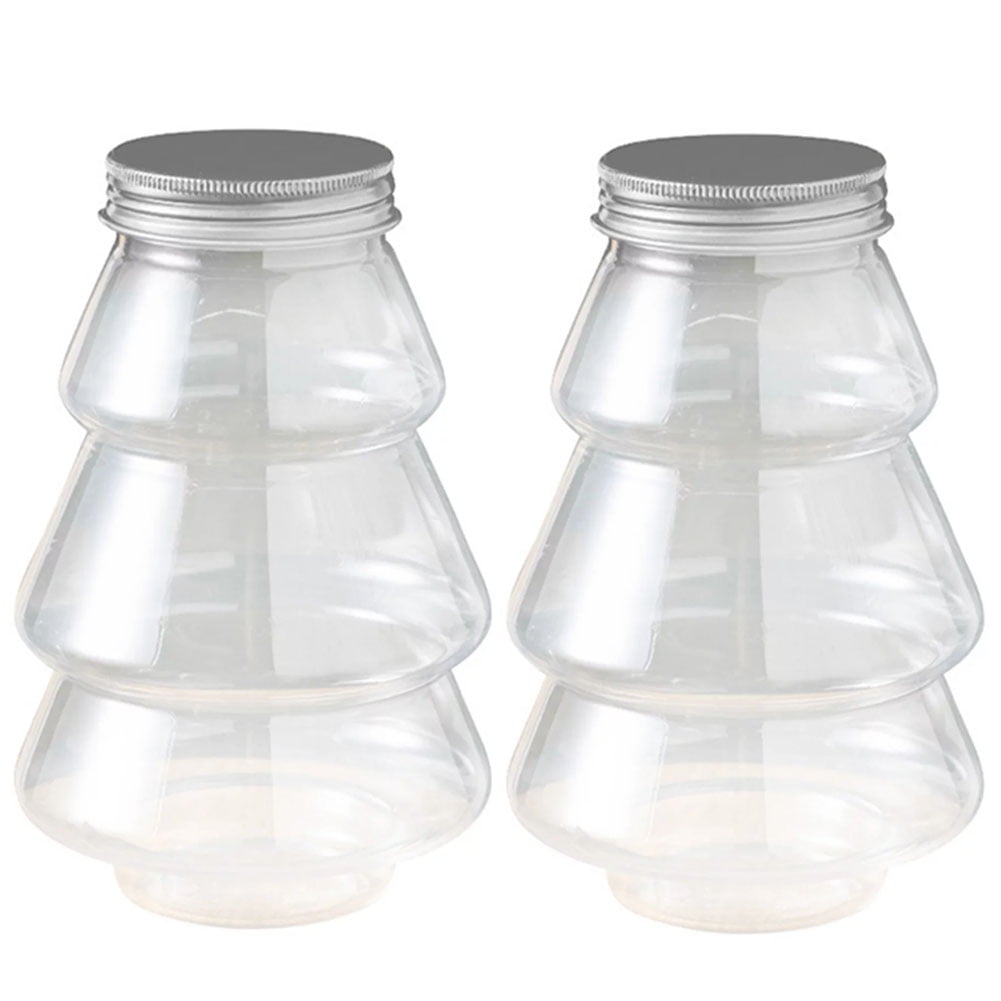 2Pcs 500ml Christmas Tree Candy Jar with Lid, Plastic Christmas Tree Shaped Cookie Candy Jar ...