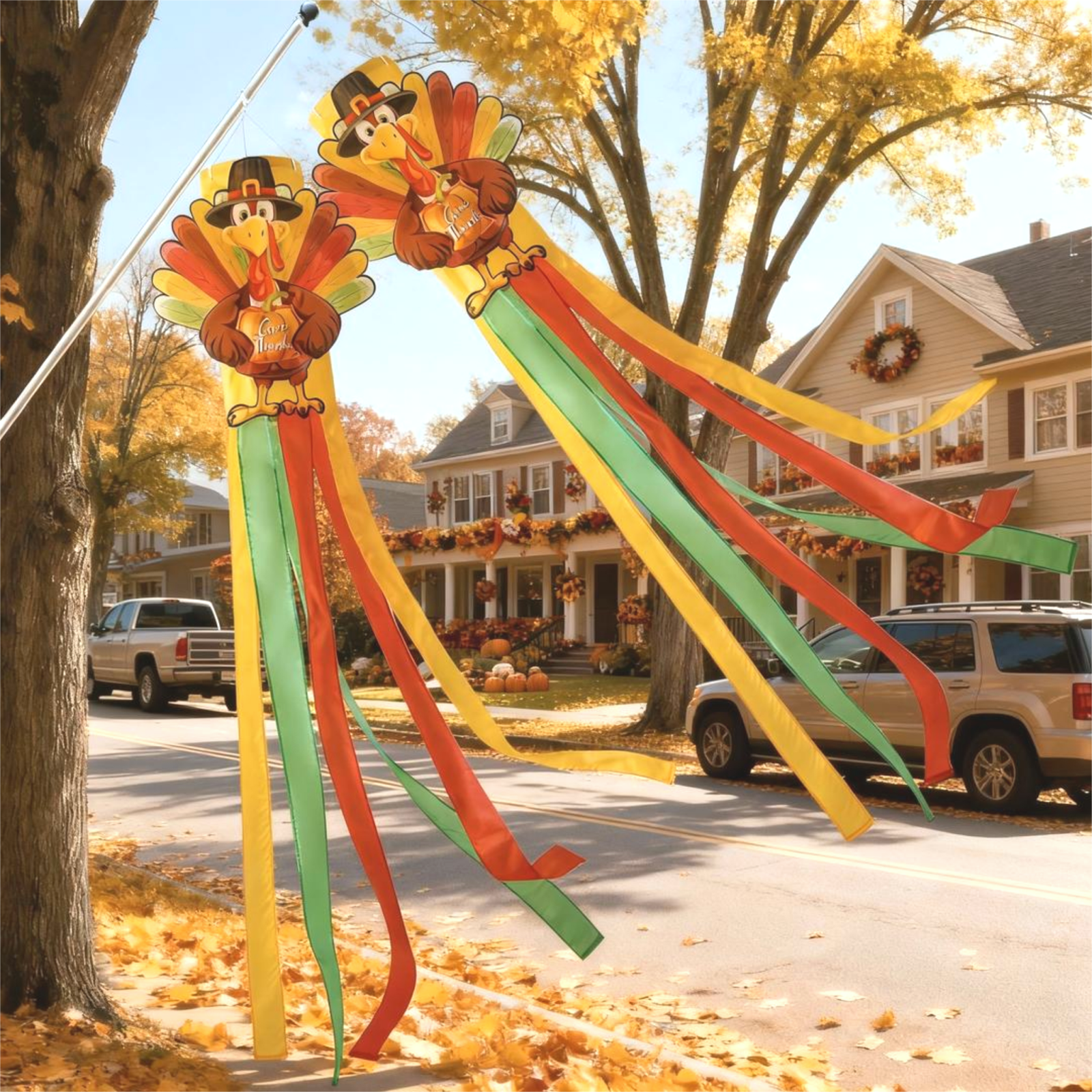 2Pcs 55in Fall Thanksgiving Turkey Windsocks Decorations,Vintage Fall ...
