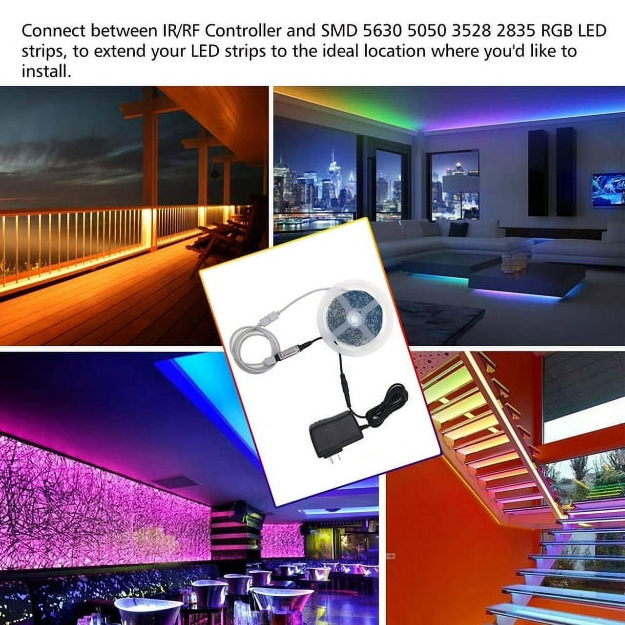 2Pcs 5M 16.4ft 4 Color RGB Extension Cable, LED Strip Connector ...