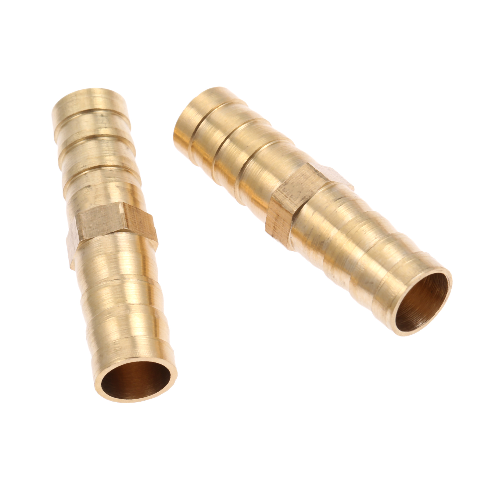 2Pcs 6-19mm Brass Equal Barbed Straight Hose Joiner Connector Air Fuel ...