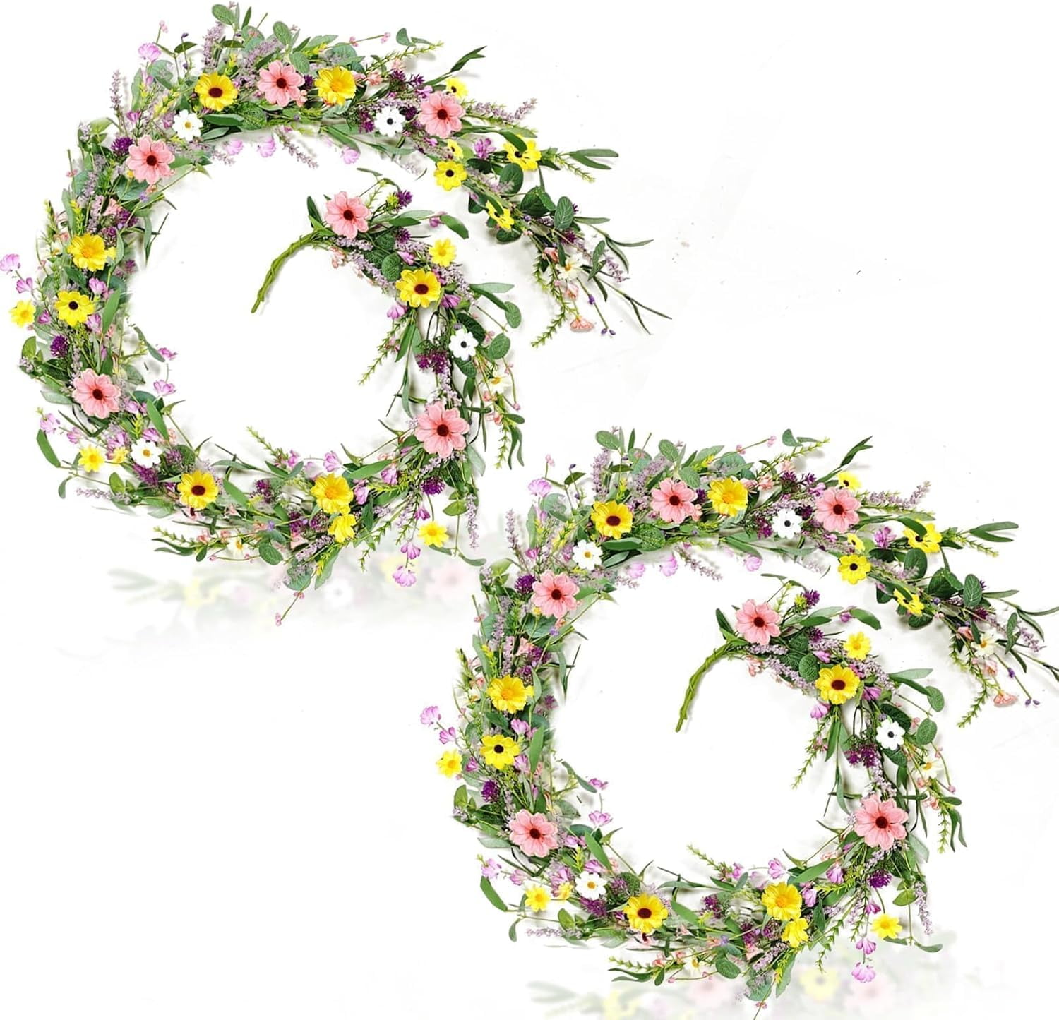 2Pcs 6.5 Ft Summer Flower Vine Garlands Artificial Wildflower Wisteria ...
