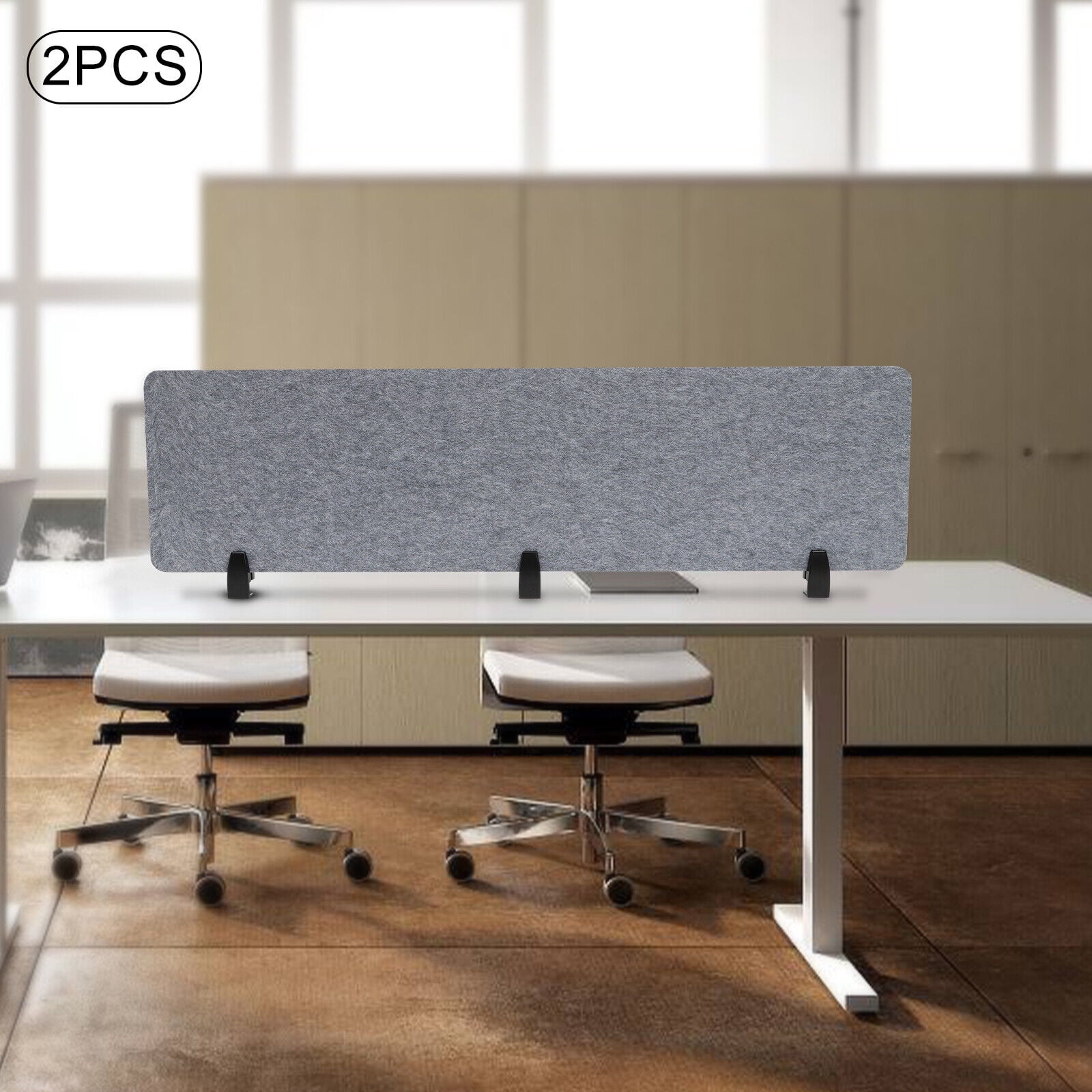 2Pcs 60"x16" Desk Divider Gray Desktop Clamp-On Privacy Panel Reduce ...