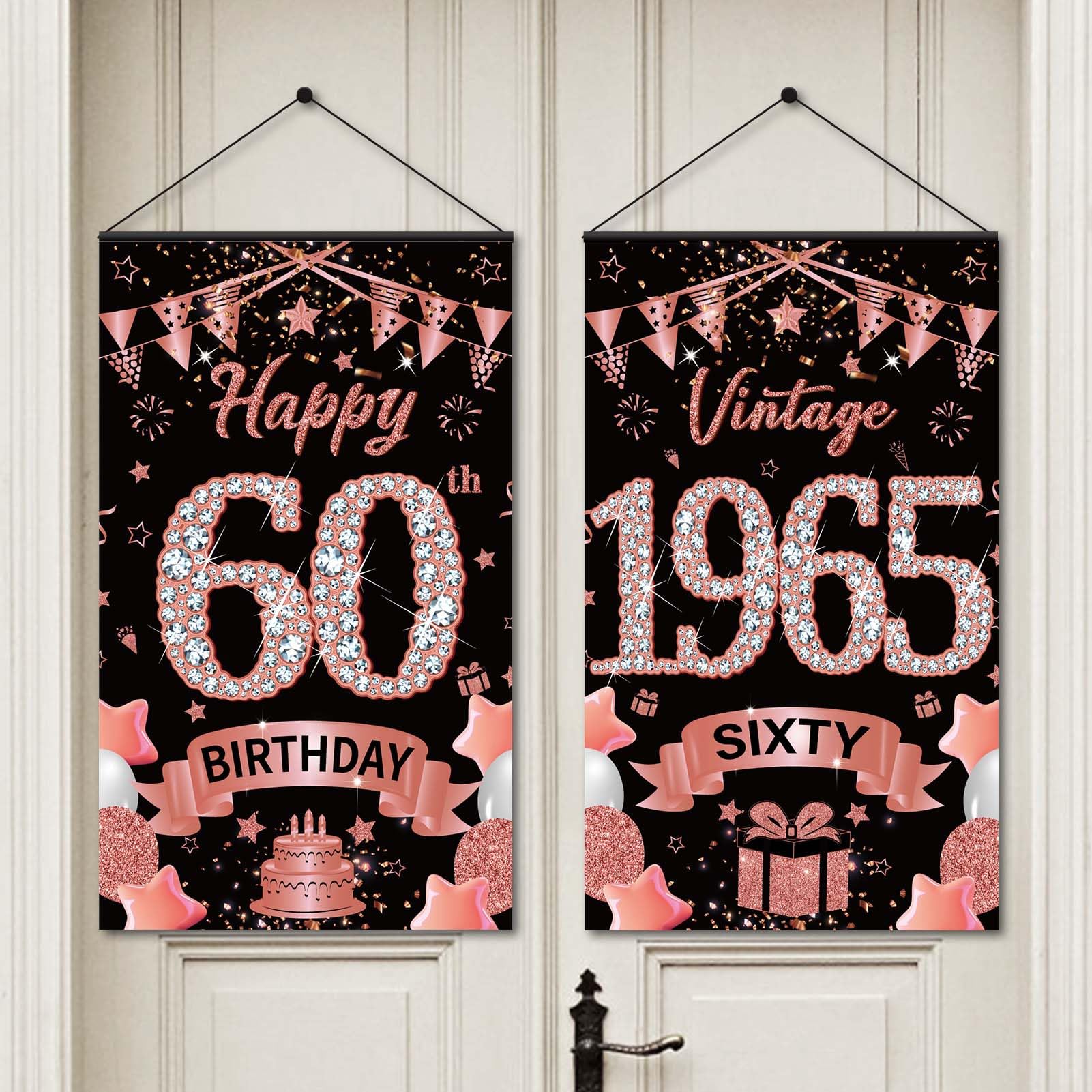 2Pcs 60th Birthday Decorations DHF10 Door Banner Sign for Women ...