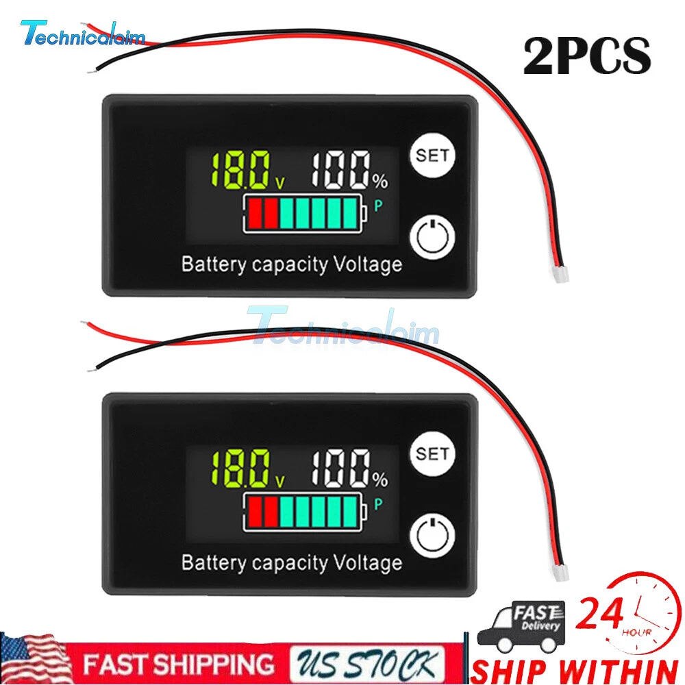 2Pcs 6133A Digital Lcd Voltage Meter Dc 8-100V Voltmeter Battery Power ...