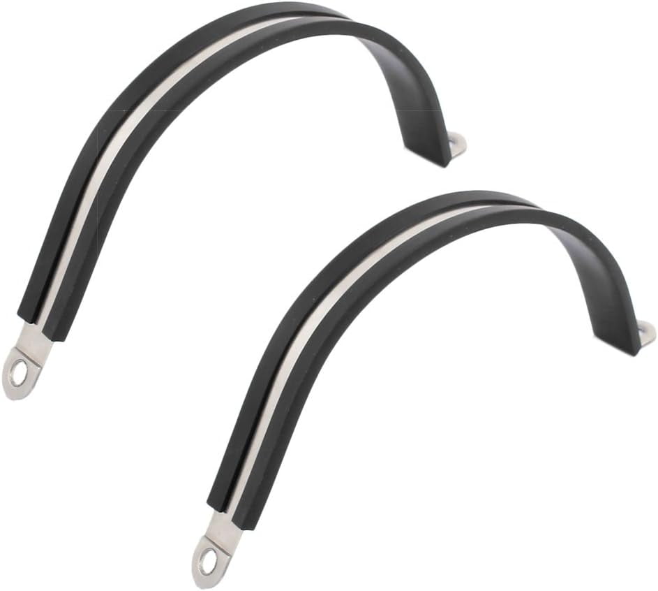 2Pcs 65mm Dia Rubber Lined R Shaped Stainless Steel Tube Pipe Clips ...