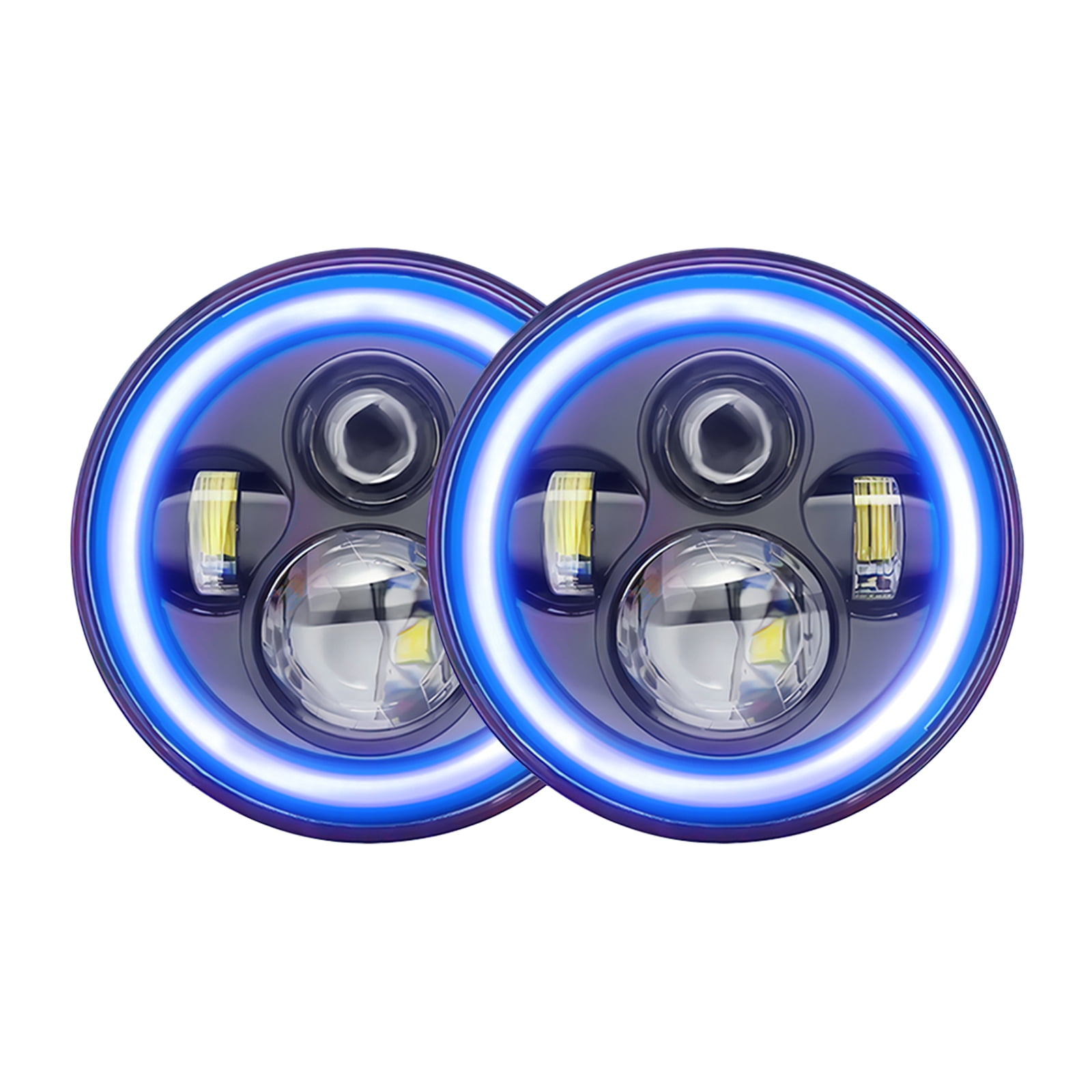 2Pcs 7 LED Replacement Headlight for Wrangler DRL/Turn Signal, Low ...