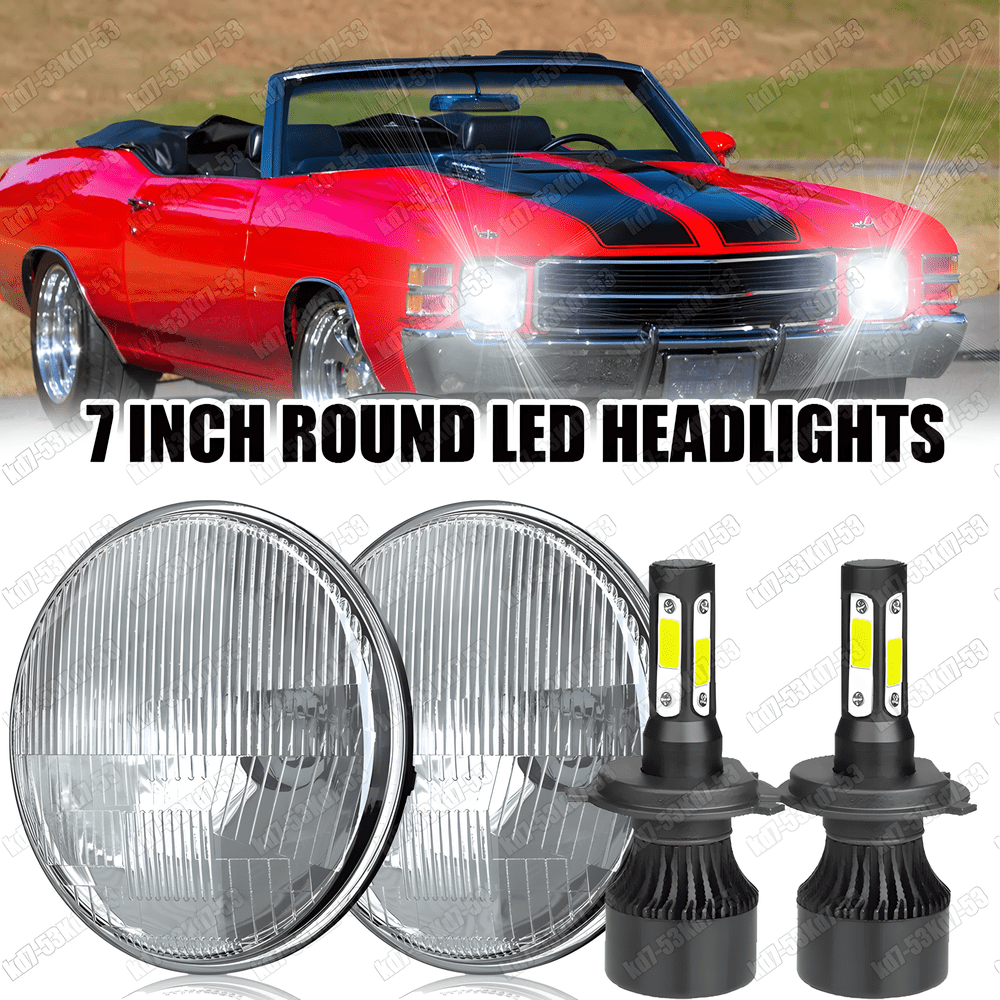 2Pcs 7"inch Round LED Headlight Hi-Lo Beam For Chevrolet Camaro Z28 SS ...