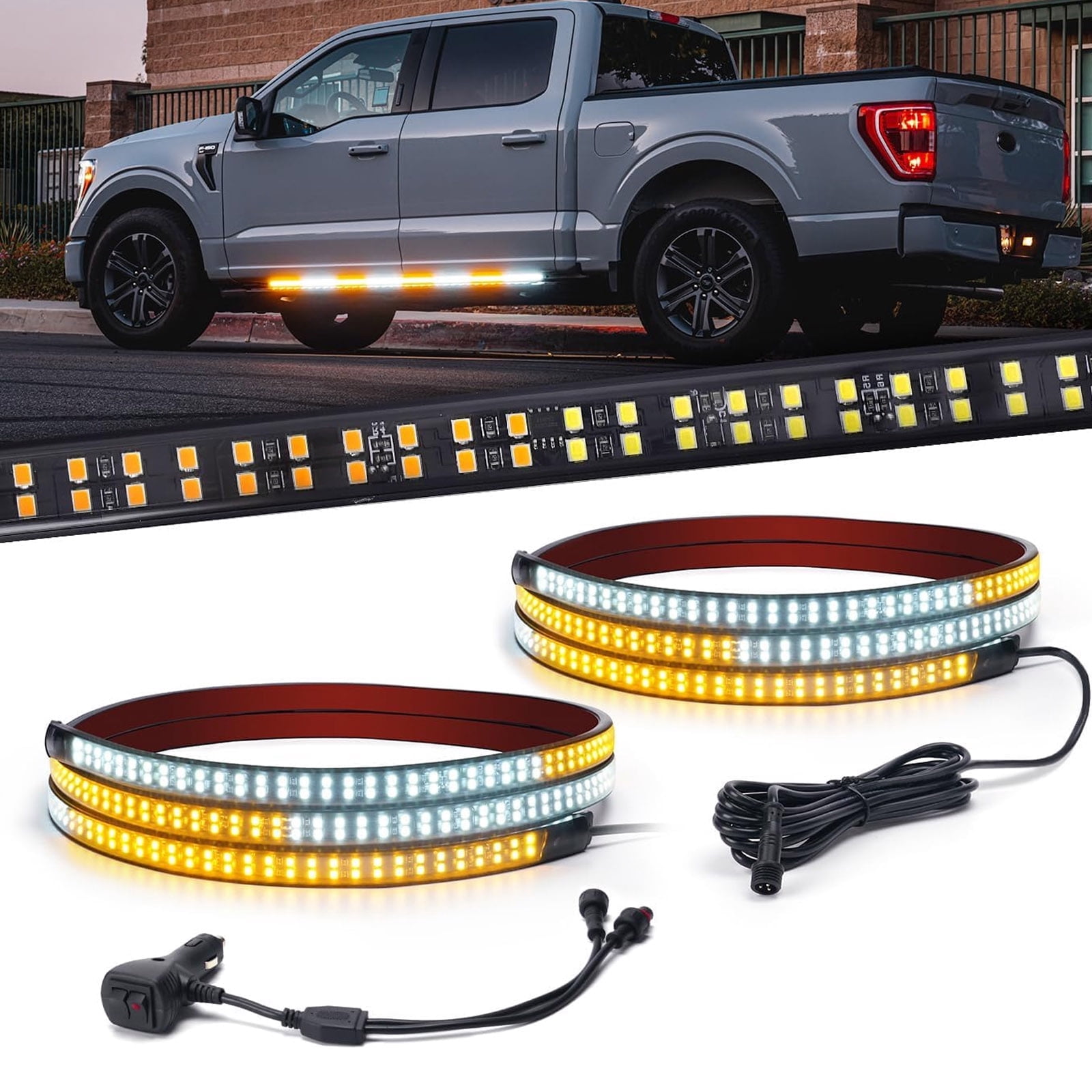 2Pcs 70" Emergency Warning Strobe Safety Light Running Board Flexible ...