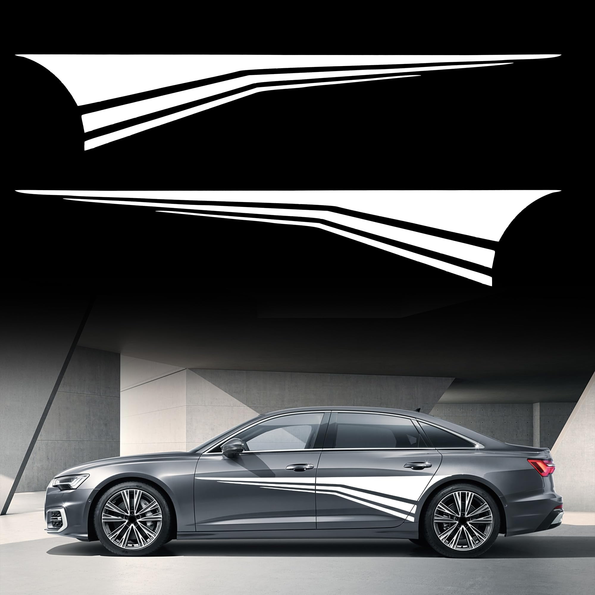 2Pcs 70'' Sports Racing Stripe Sticker for Car Body Door Side Skirt ...