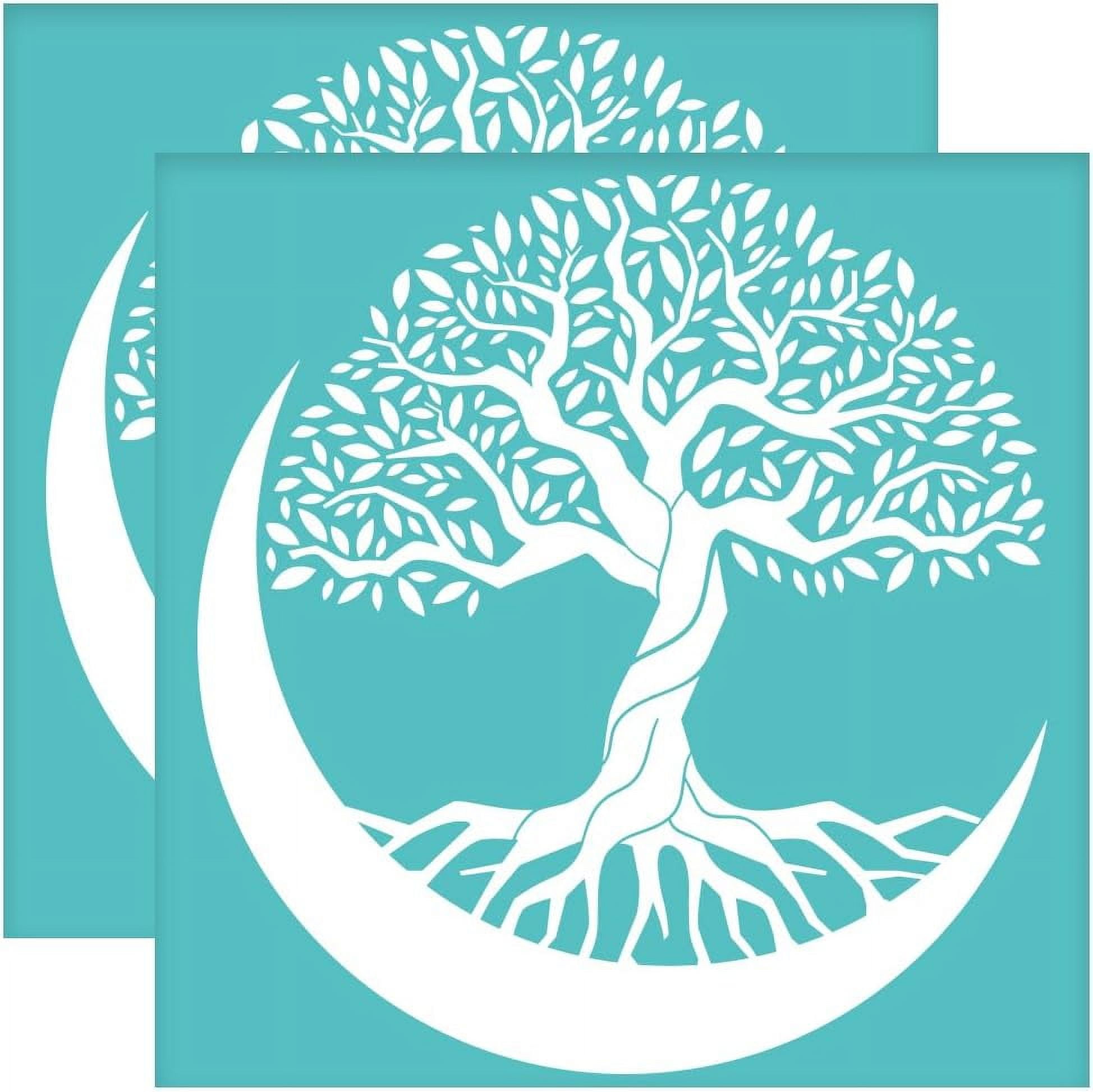 2Pcs 8.5x8.5 Inch Tree of Life Self-Adhesive Silk Screen Printing ...