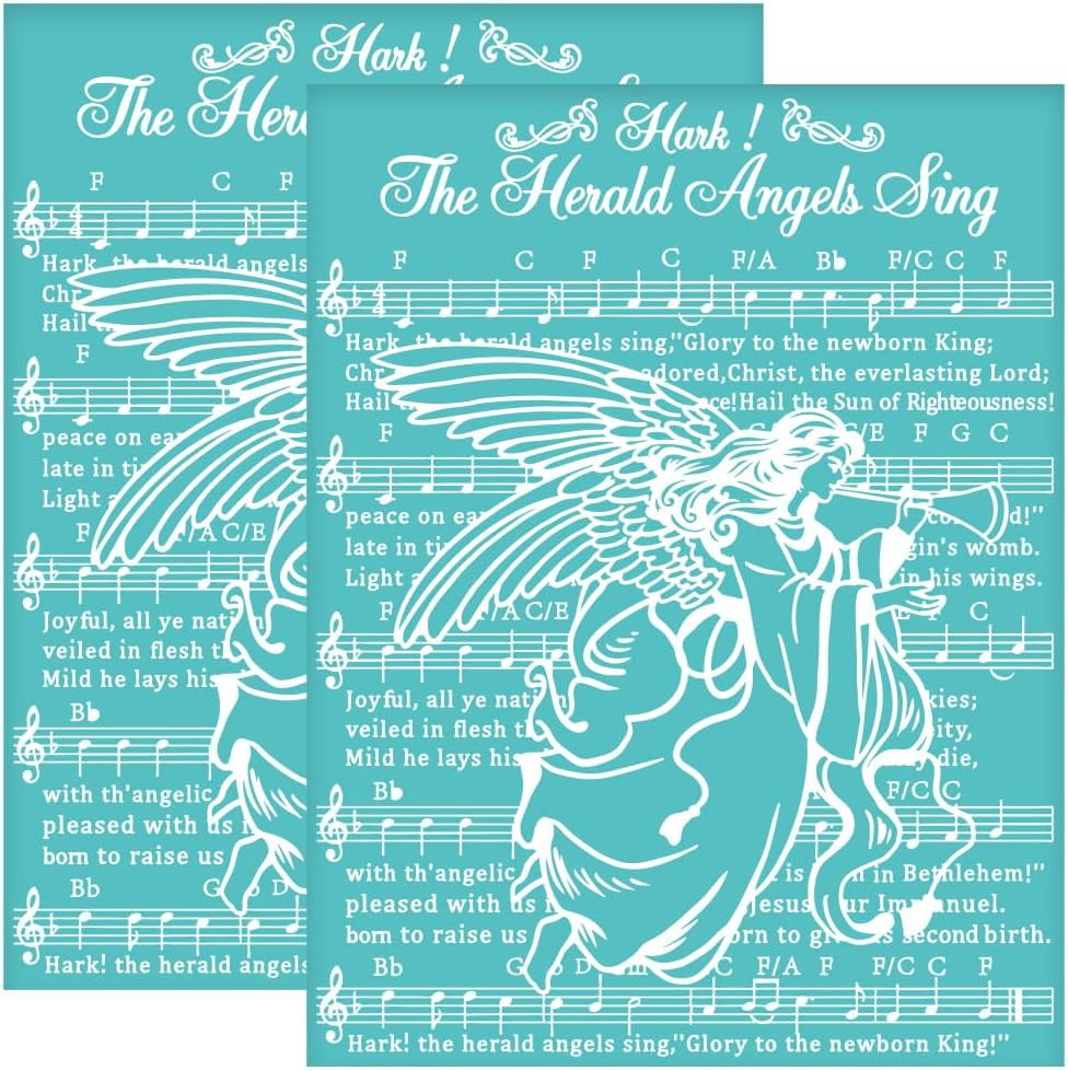 2Pcs 8.6x11 Inch Angel Sing Self-Adhesive Silk Screen Printing Stencil ...