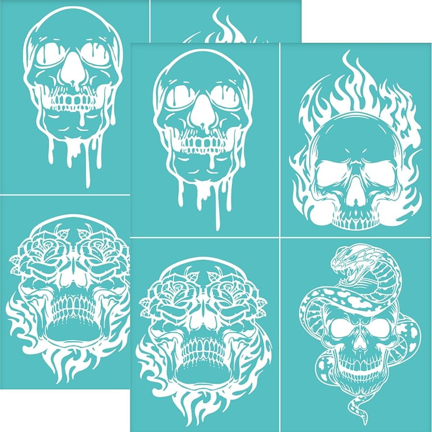 2Pcs 8.6x11 Inch Bloody Skull Self-Adhesive Silk Screen Printing ...