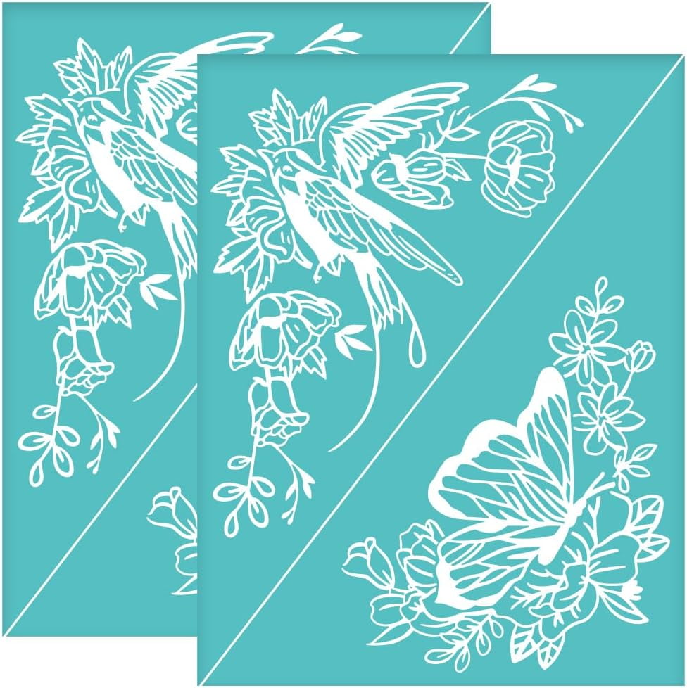 2Pcs 8.6x11 Inch Butterfly Self-Adhesive Silk Screen Printing Stencil ...