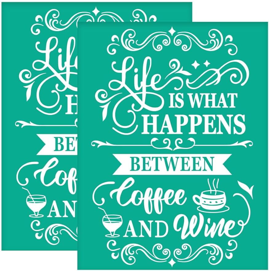 2Pcs 8.6x11 Inch Coffee Theme Self-Adhesive Silk Screen Printing ...