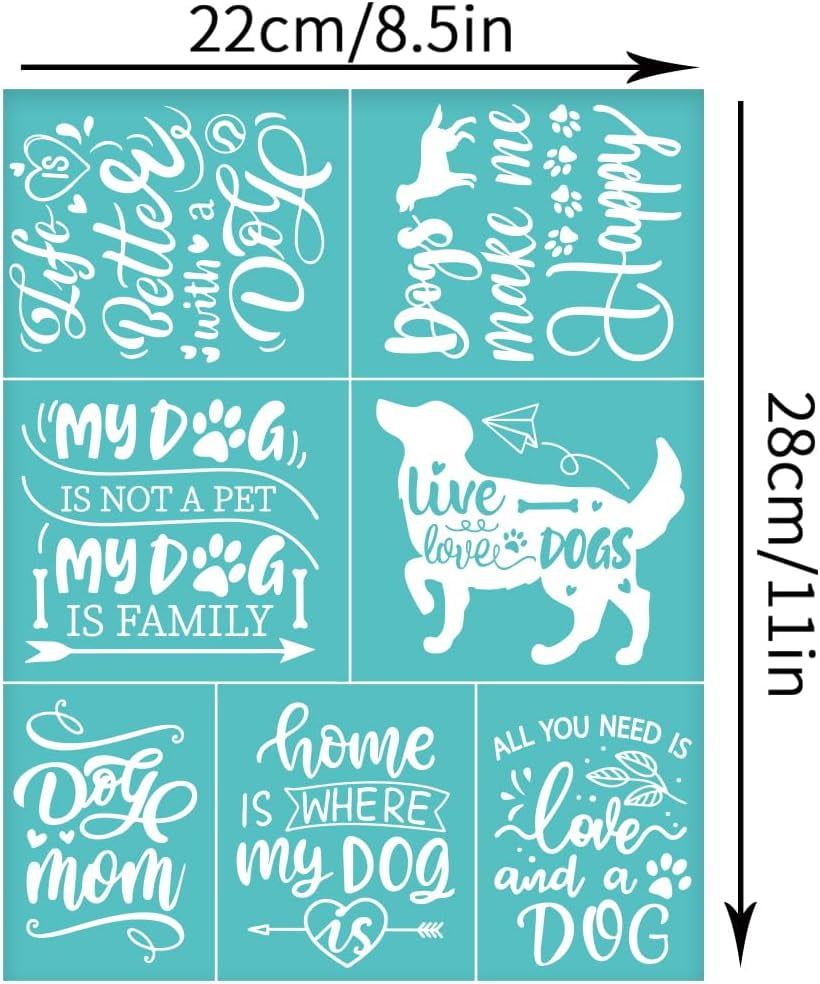 2Pcs 8.6x11 Inch Dog Slogan Self-Adhesive Silk Screen Printing Stencil ...