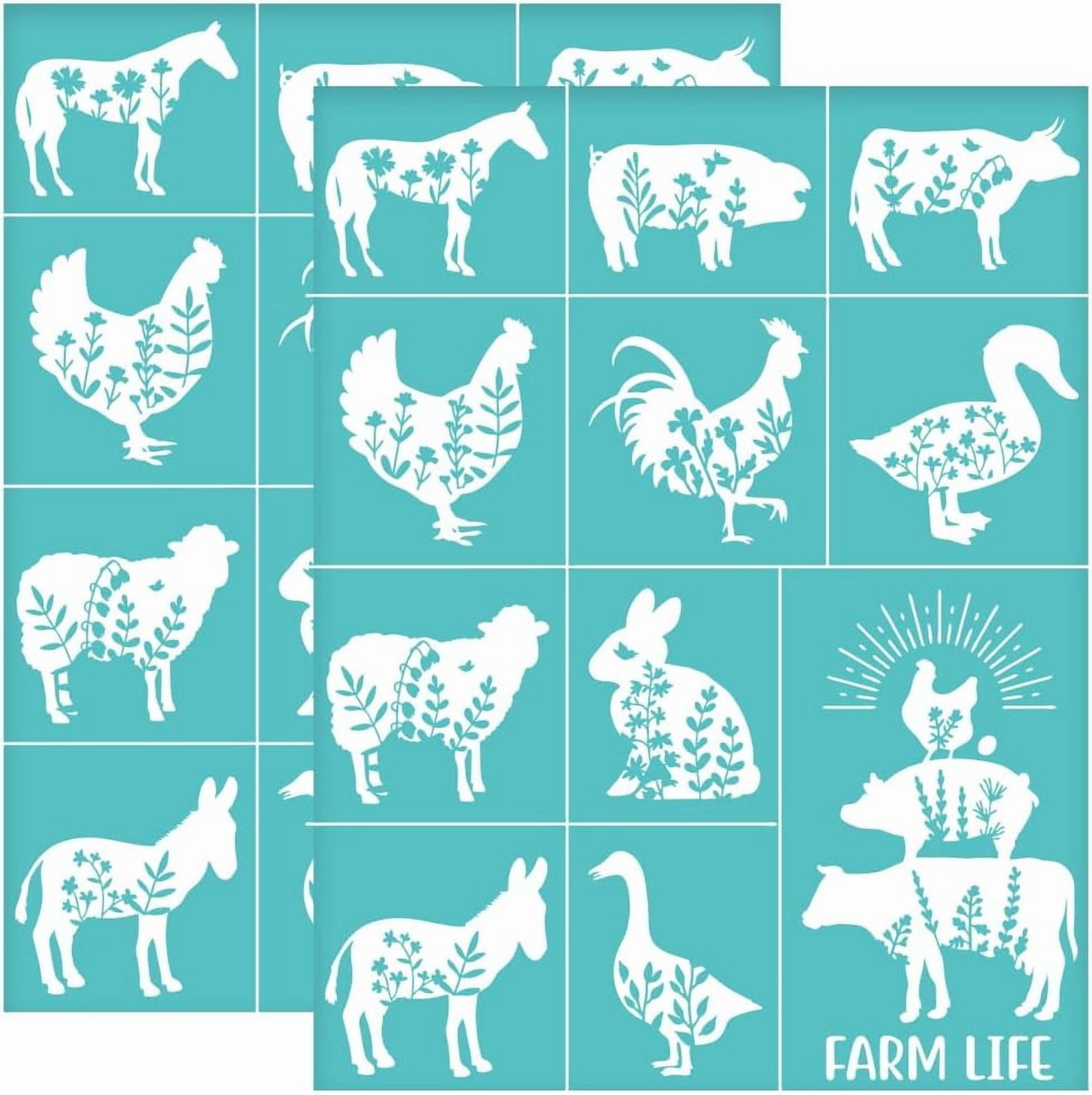 2Pcs 8.6x11 Inch Farm Animals Self-Adhesive Silk Screen Printing ...