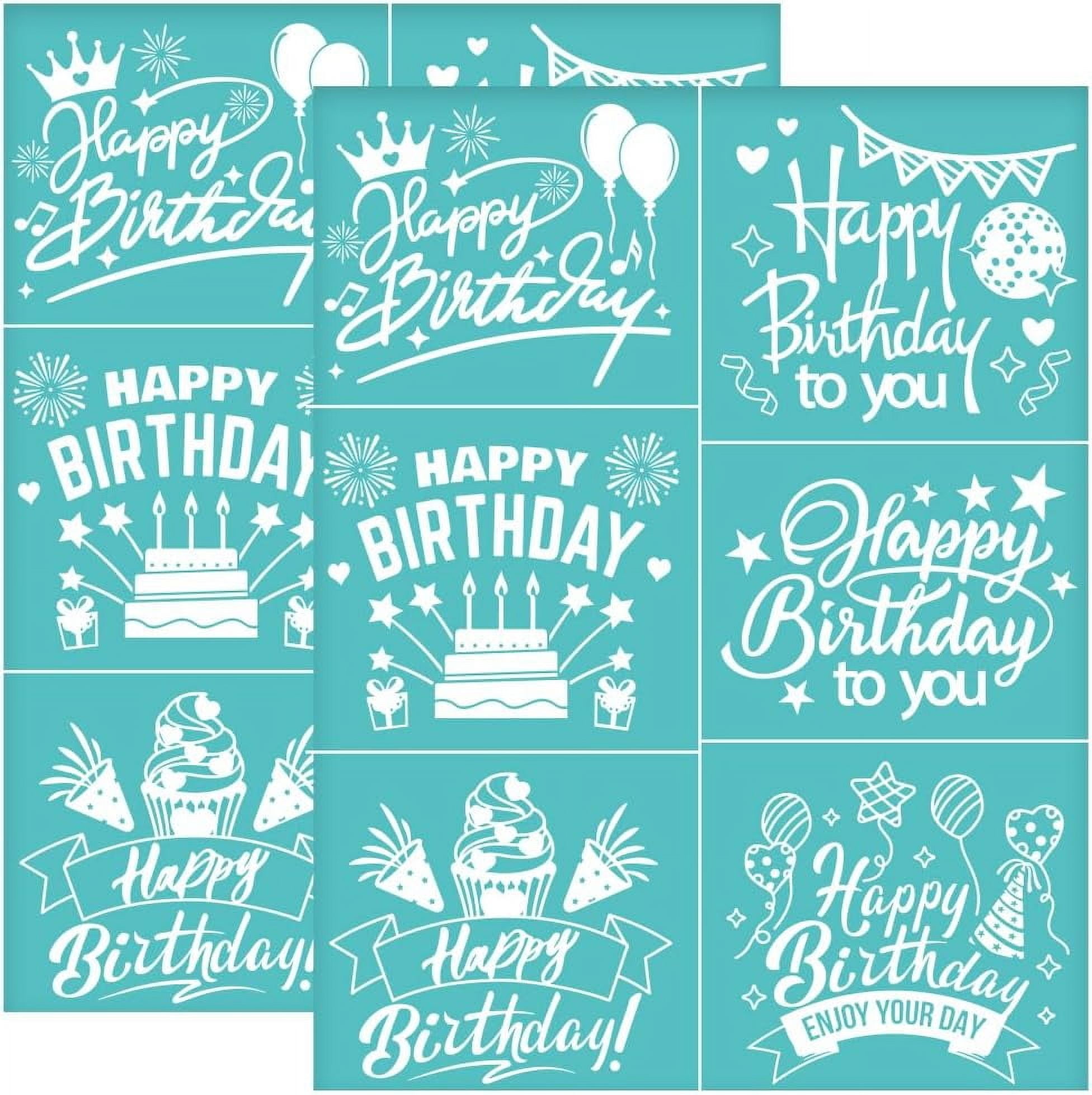 2Pcs 8.6x11 Inch Happy Birthday Self-Adhesive Silk Screen Printing ...