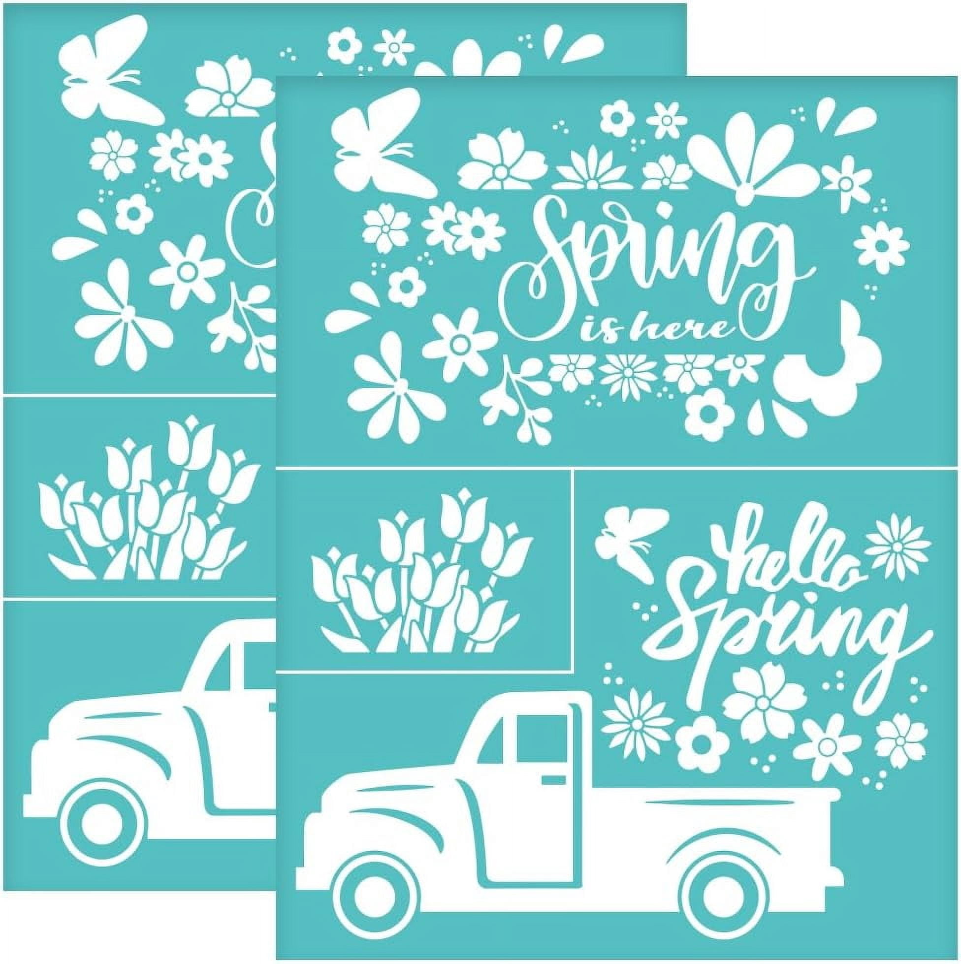 2Pcs 8.6x11 Inch Hello Spring Self-Adhesive Silk Screen Printing ...