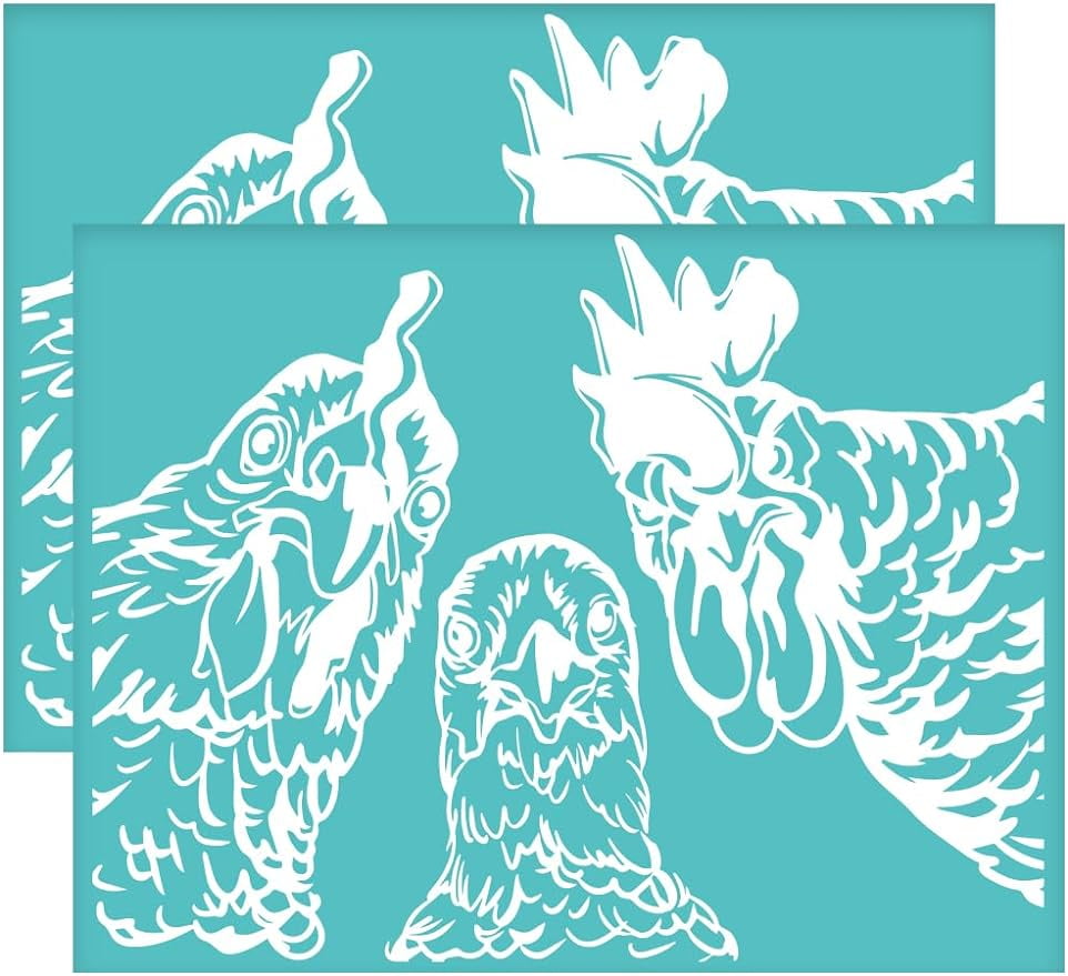2Pcs 8.6x11 Inch Rooster Pattern Self-Adhesive Silk Screen Printing ...