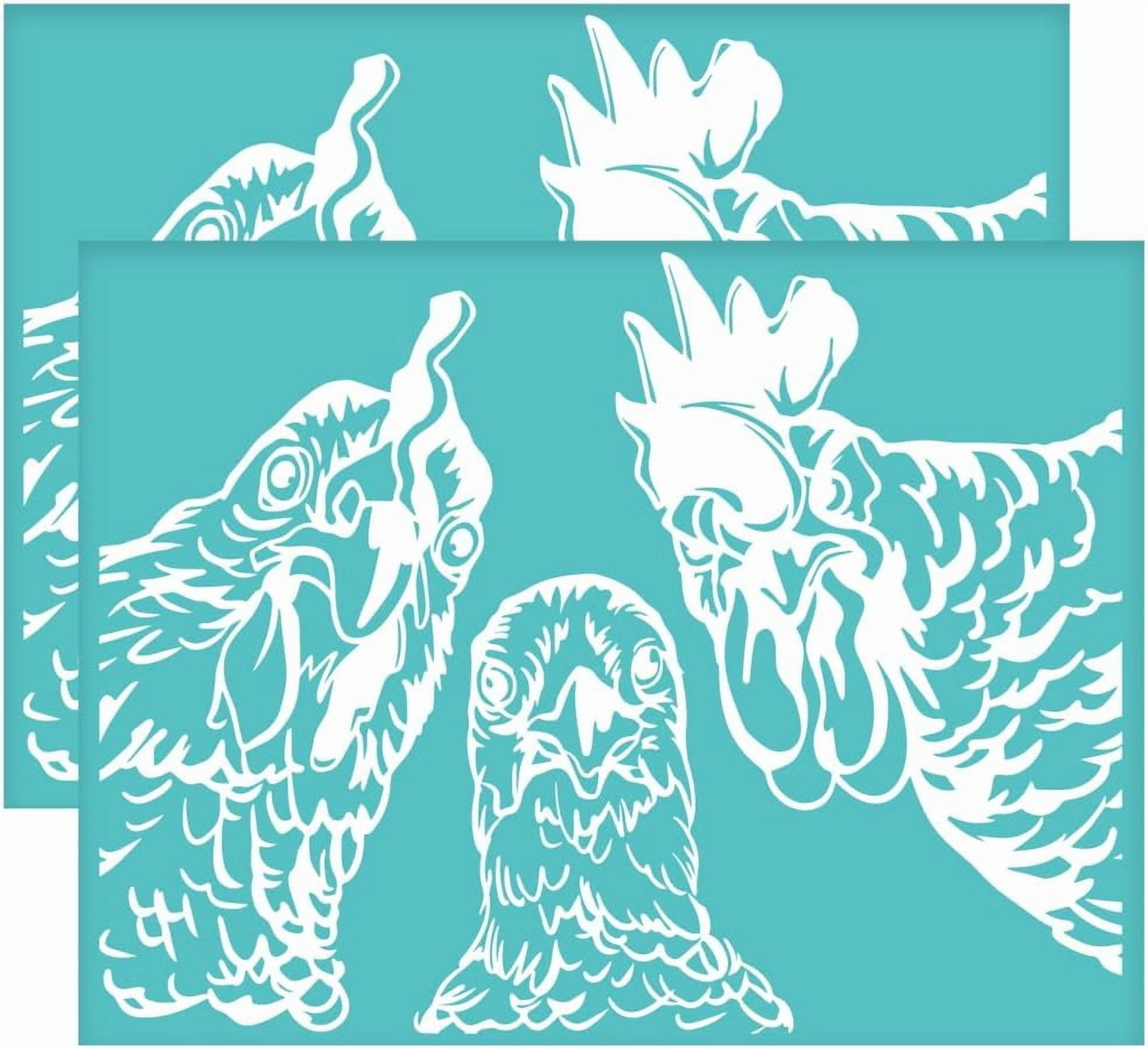 2Pcs 8.6x11 Inch Rooster Pattern Self-Adhesive Silk Screen Printing ...