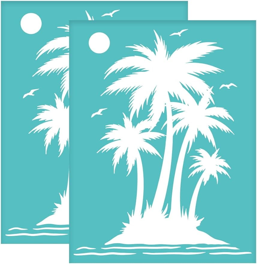 2Pcs 8.6x11 Inch Self-Adhesive Silk Screen Printing Stencil Coconut ...