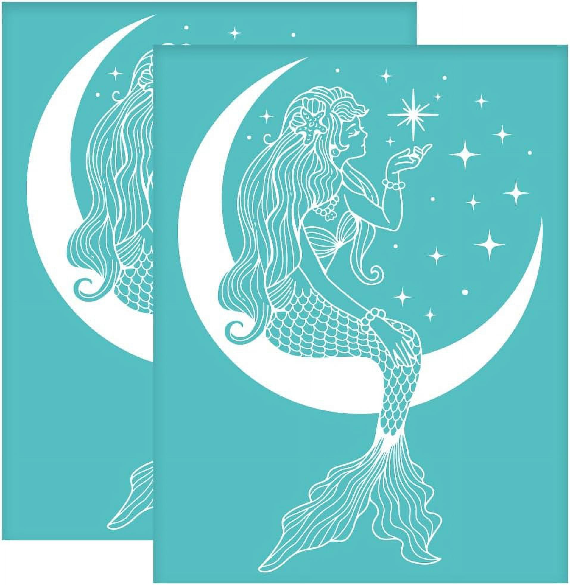2Pcs 8.6x11 Inch Self-Adhesive Silk Screen Printing Stencil on Moon ...