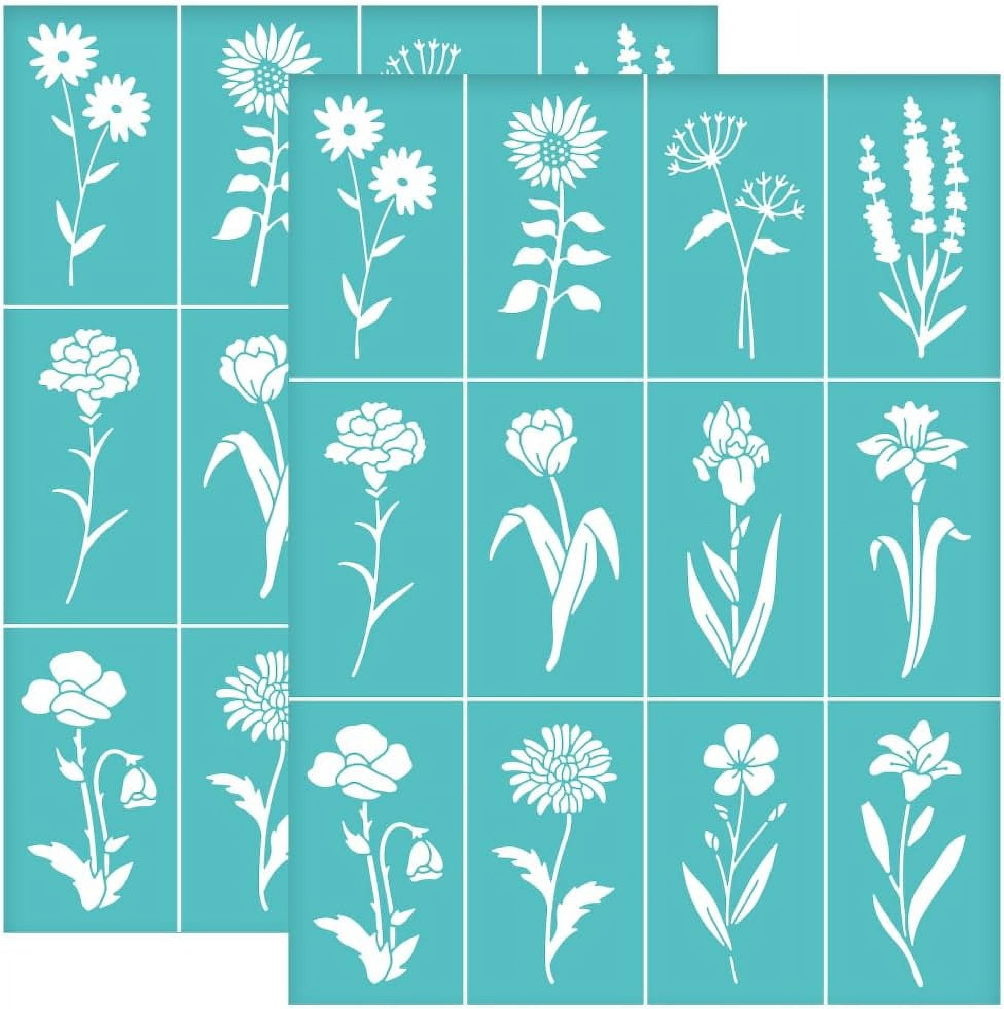 2Pcs 8.6x11 Inch Wildflower Self-Adhesive Silk Screen Printing Stencil ...
