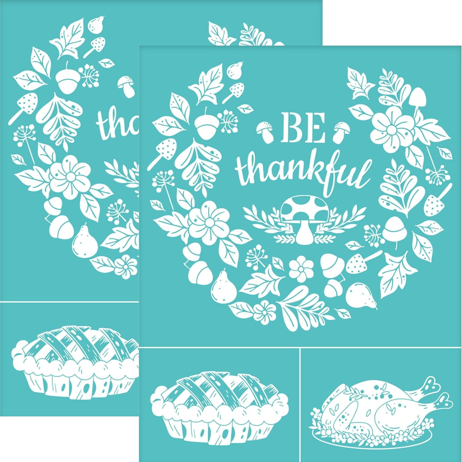 2Pcs 8.6x11 Inch Wreath Self-Adhesive Silk Screen Printing Stencil Pie ...