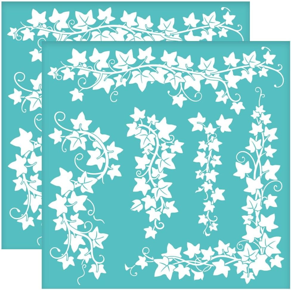 2Pcs 8.6x8.6 Inch Ivy Leaf Self-Adhesive Silk Screen Printing Stencil ...
