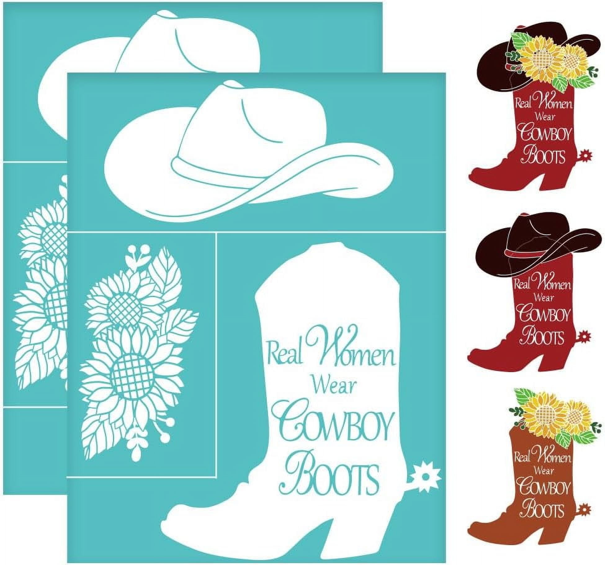 2Pcs 8.7x11 Inch/22x28cm West Cowboy Boots Self-Adhesive Silk Screen ...