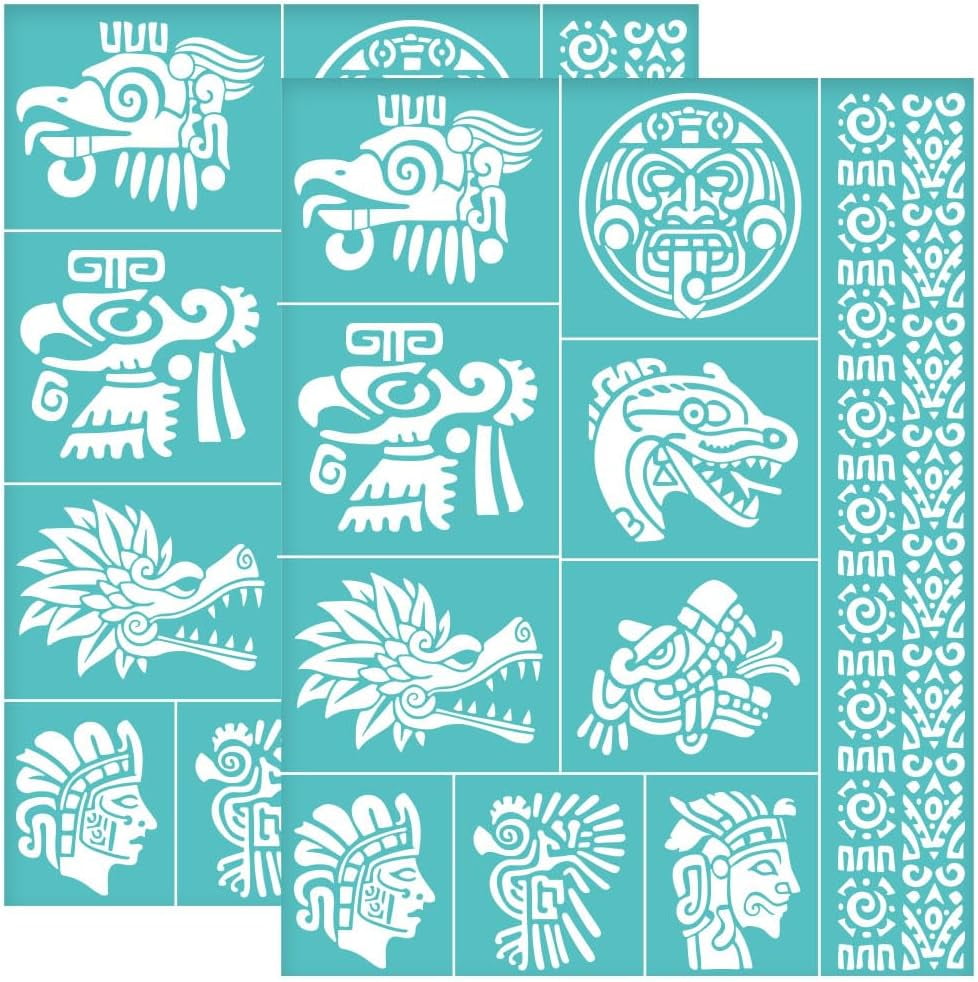 2Pcs 8.7x11 Inch Aztec Pattern Self-Adhesive Silk Screen Printing ...