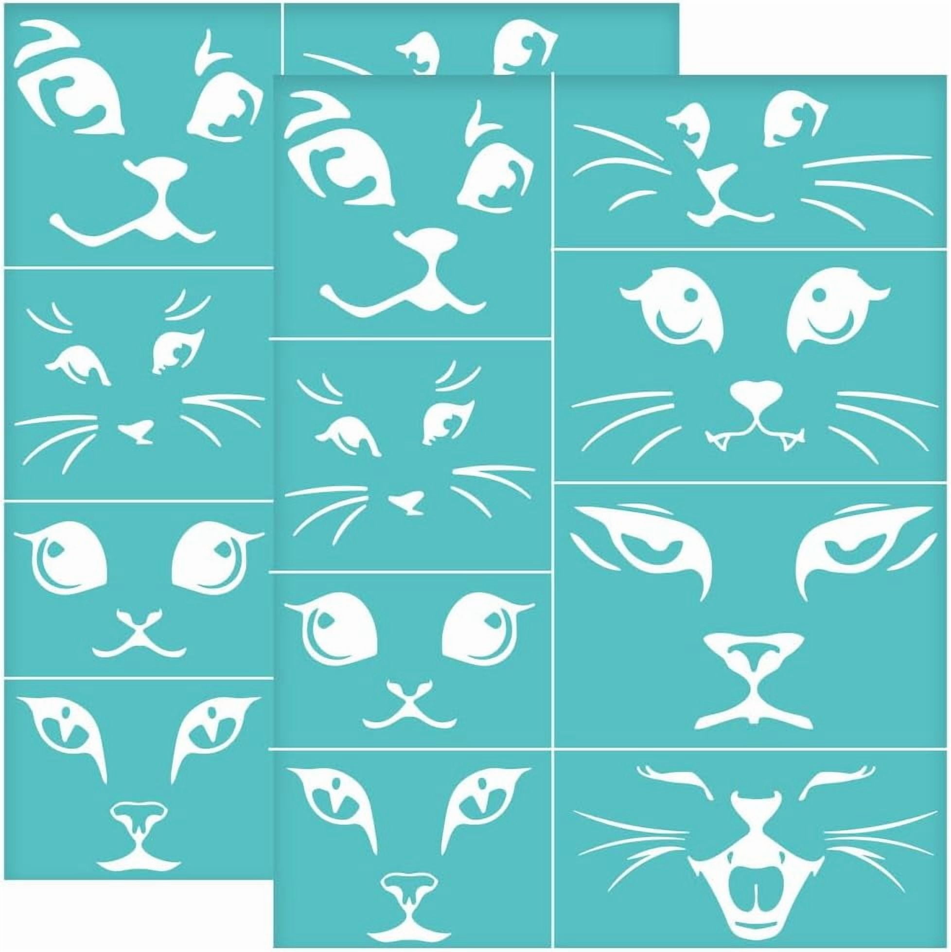 2Pcs 8.7x11 Inch Cat Face Self-Adhesive Silk Screen Printing Stencil ...