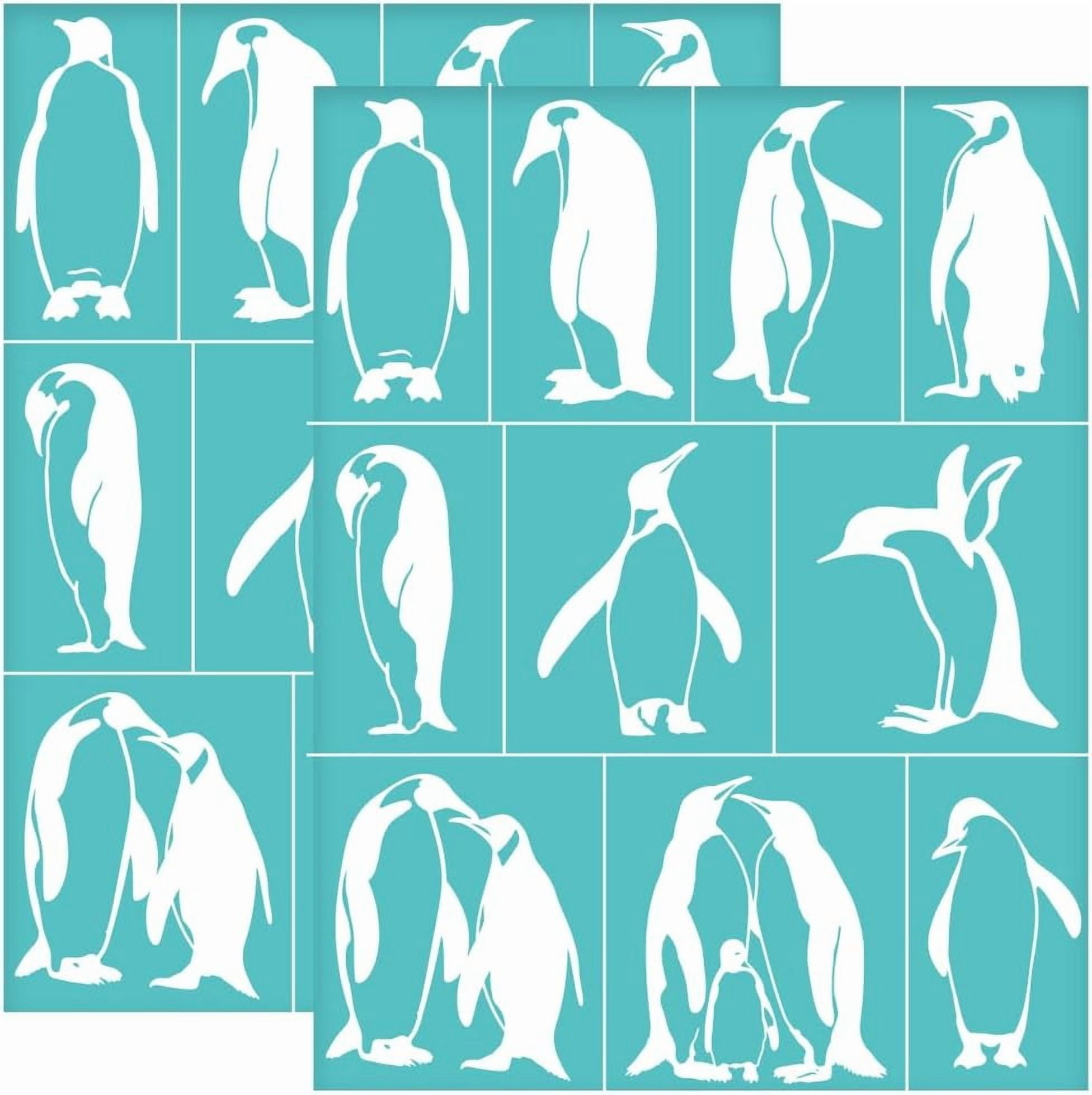 2Pcs 8.7x11 Inch Penguin Self-Adhesive Silk Screen Printing Stencil ...