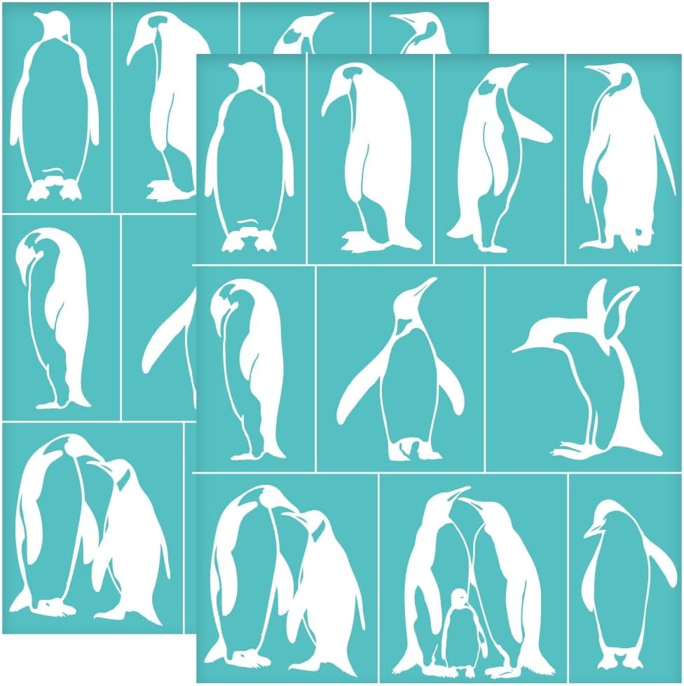2Pcs 8.7x11 Inch Penguin Self-Adhesive Silk Screen Printing Stencil ...