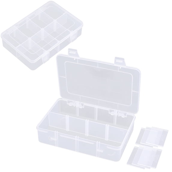 2Pcs 8 Grids PP Plastic Storage Boxes Adjustable Dividers Boxes ...
