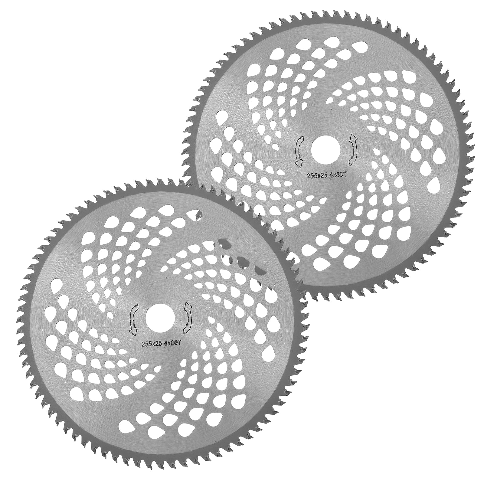 2Pcs 80 Teeth Lawn Mower Trimmer Alloy Circular Outer Diameter 255mm Inner Diameter 25.4mm Brush ...