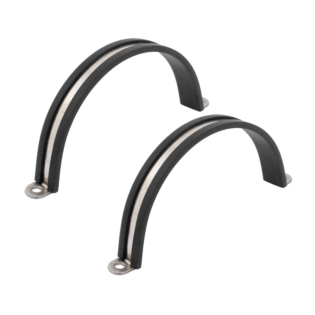 2Pcs 80mm Dia Rubber Lined U Shaped Stainless Steel Hose Pipe Clips ...