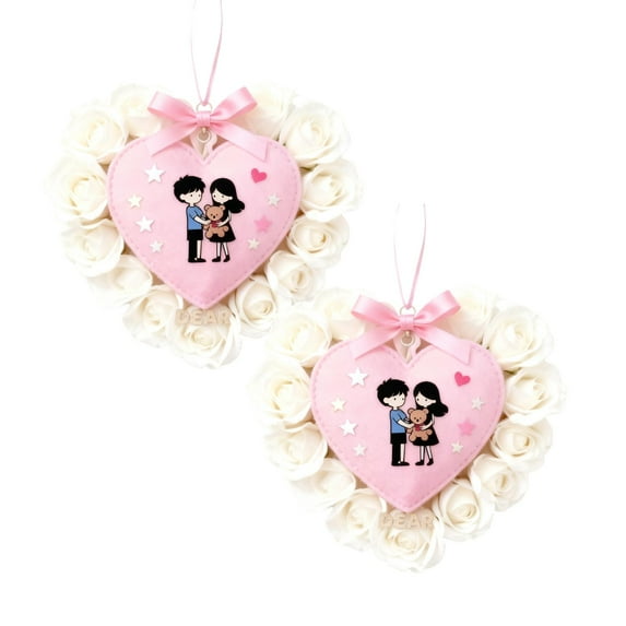 2Pcs 8CM Acrylic Heart Shaped Pendant Couple Cartoon Character ...