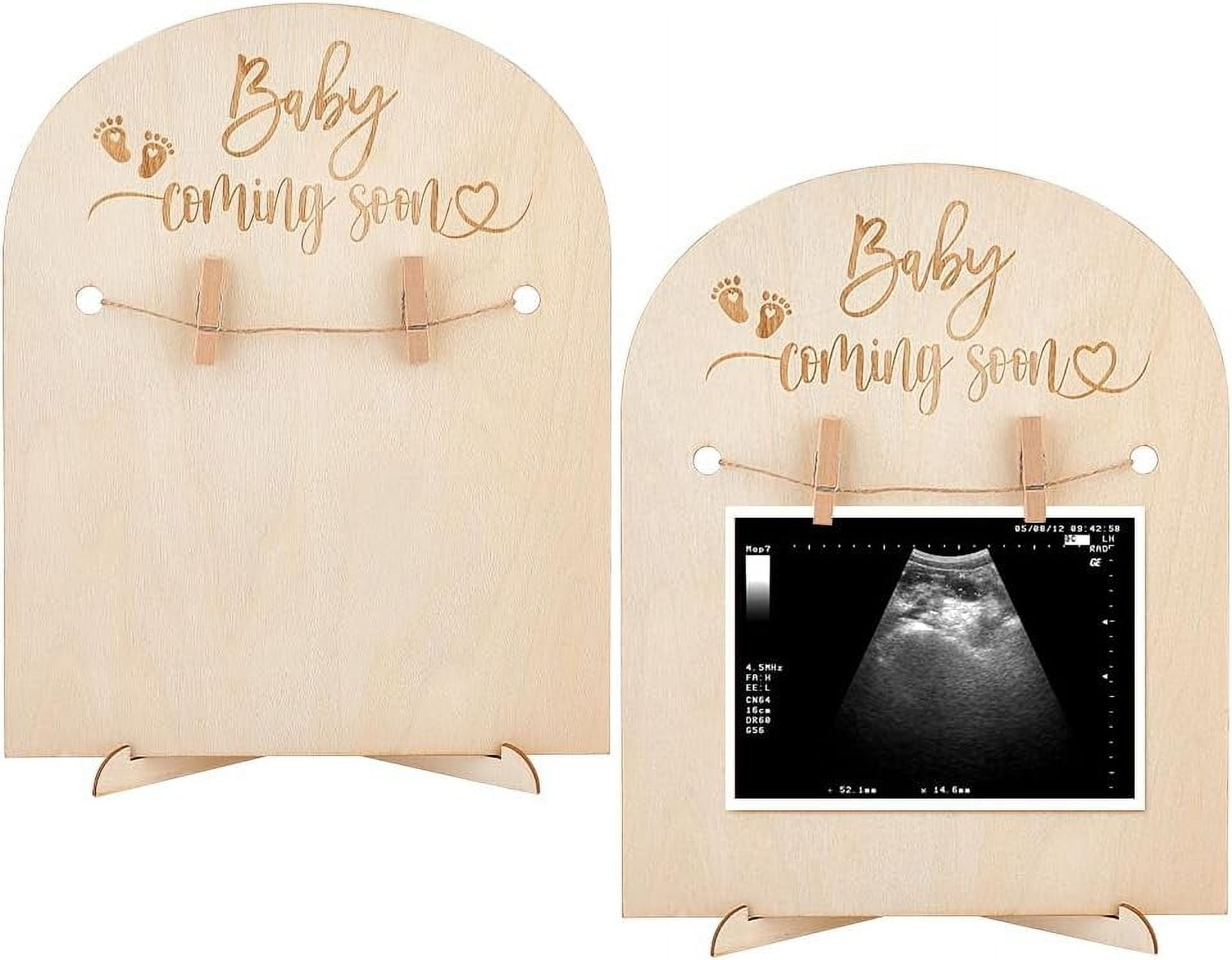 2Pcs 9.8x7.9inch Wooden Ultrasound Frame Stand Light Yellow Baby Coming ...