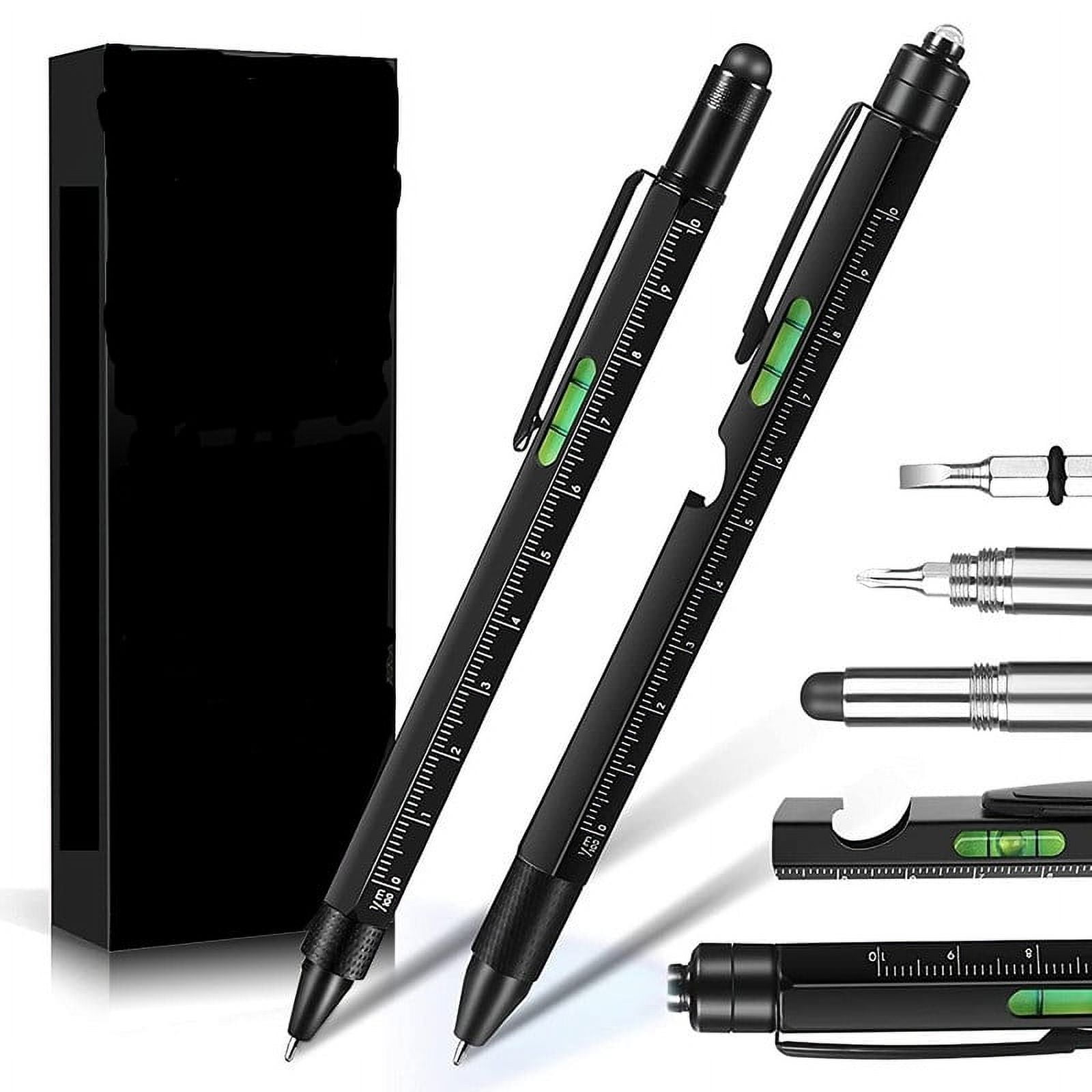 2pcs 9-in-1 Personalized Multi-Function Pen with LED, Level & Screwdriver - Unique Gift for Men ...