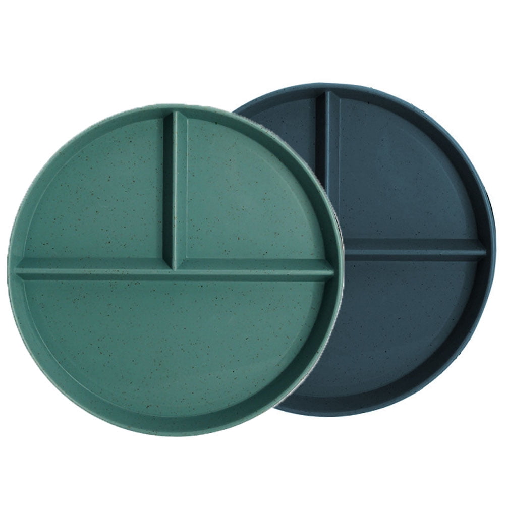 2Pcs 9 Inch Portion Control Plates, Divided Plates for Adults, Round ...