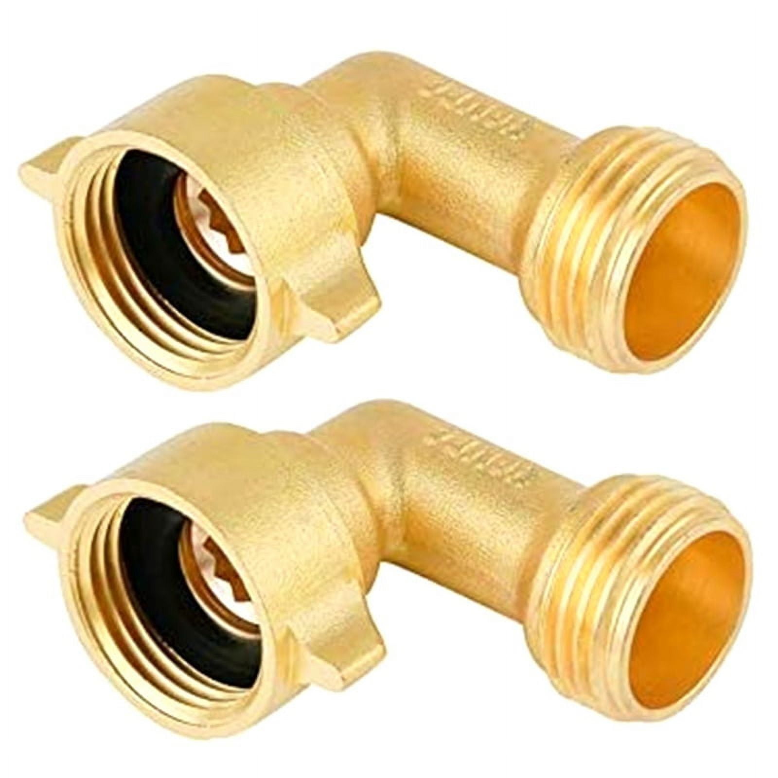 2Pcs 90 Degree Garden Hose Elbow 3/4 inch Brass Connector for RV Water Hookups&Residential ...