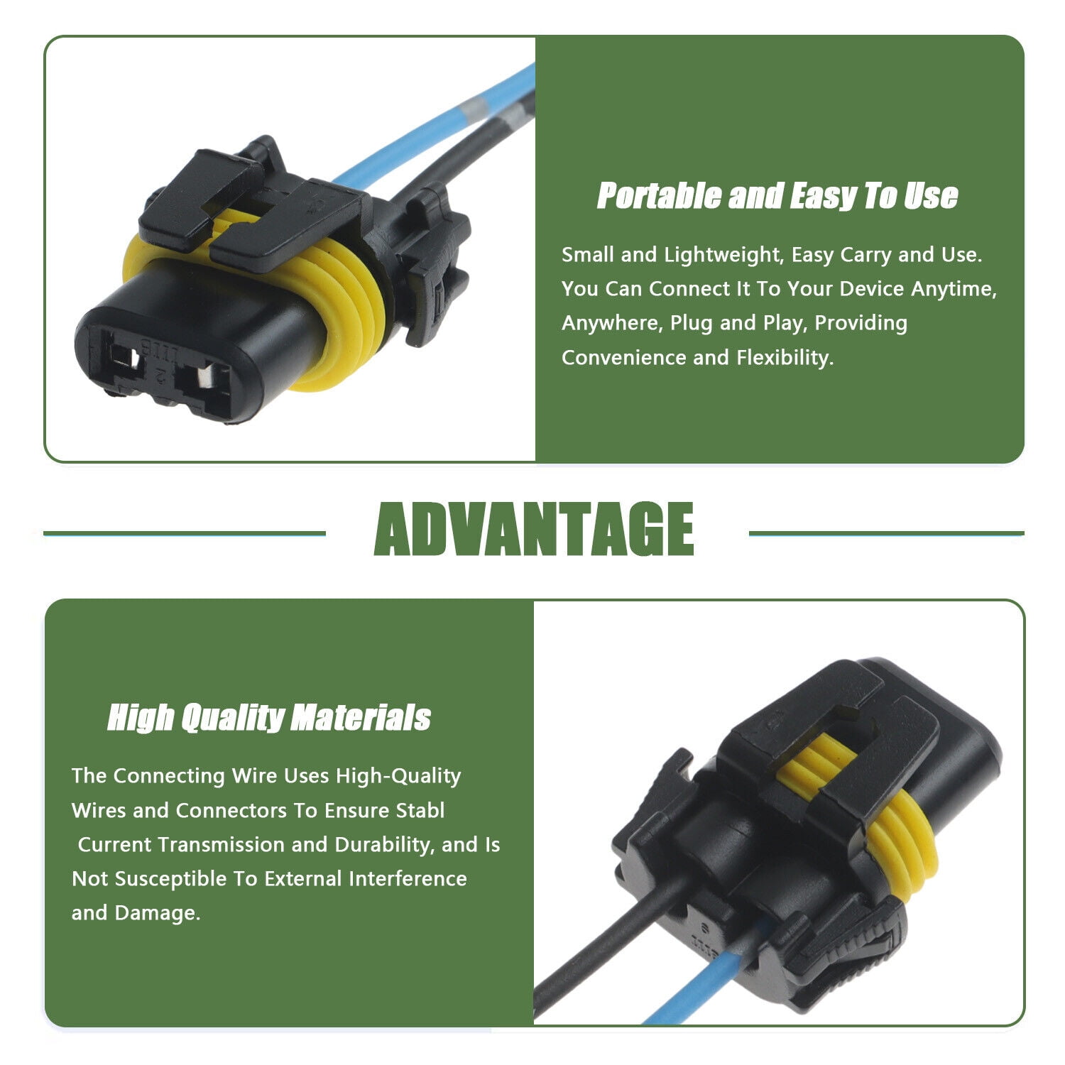 2Pcs 9005 Two Harness Socket Female Adapter Wiring for Head Light High Beam - Walmart.com