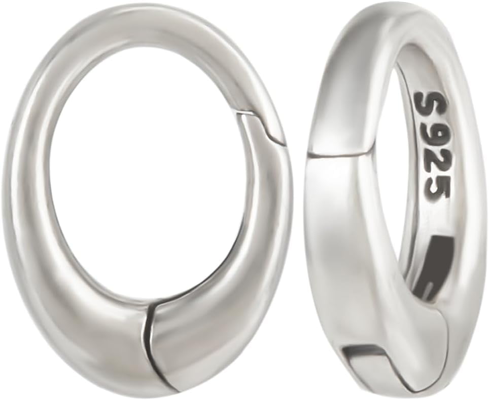 2Pcs 925 Sterling Silver Spring Gate Rings Round Metal Trigger Spring O ...