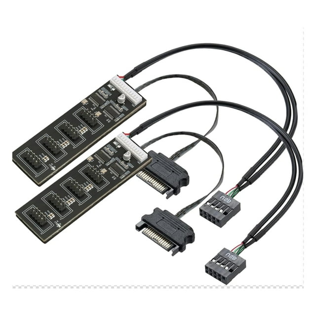 2pcs 9pin Usb Header Splitter With Sata Power Cableinternal Hub Extension 20 Connector New