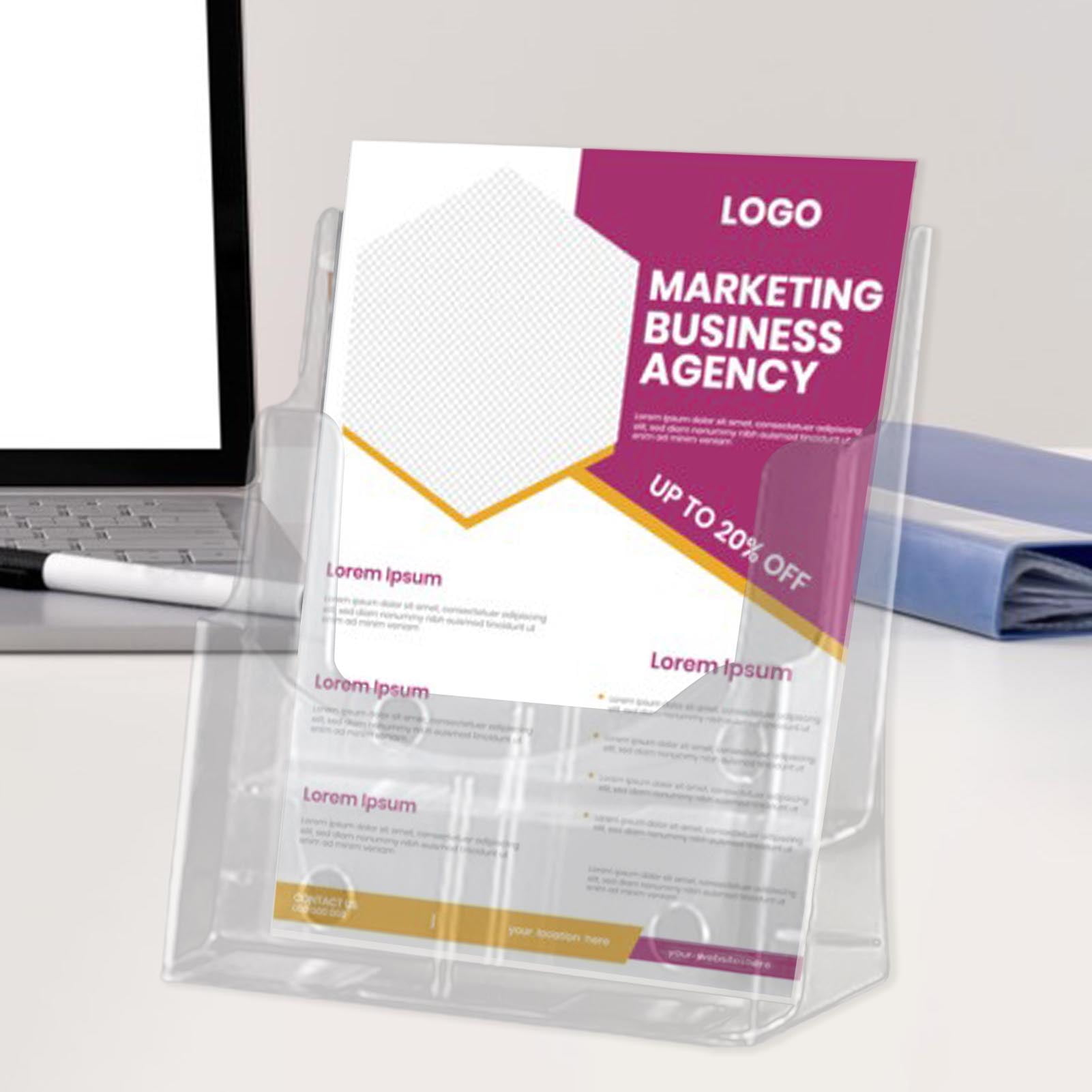 2Pcs A4 Brochure Holder Single/Double Layers Clear Wall Mount ...