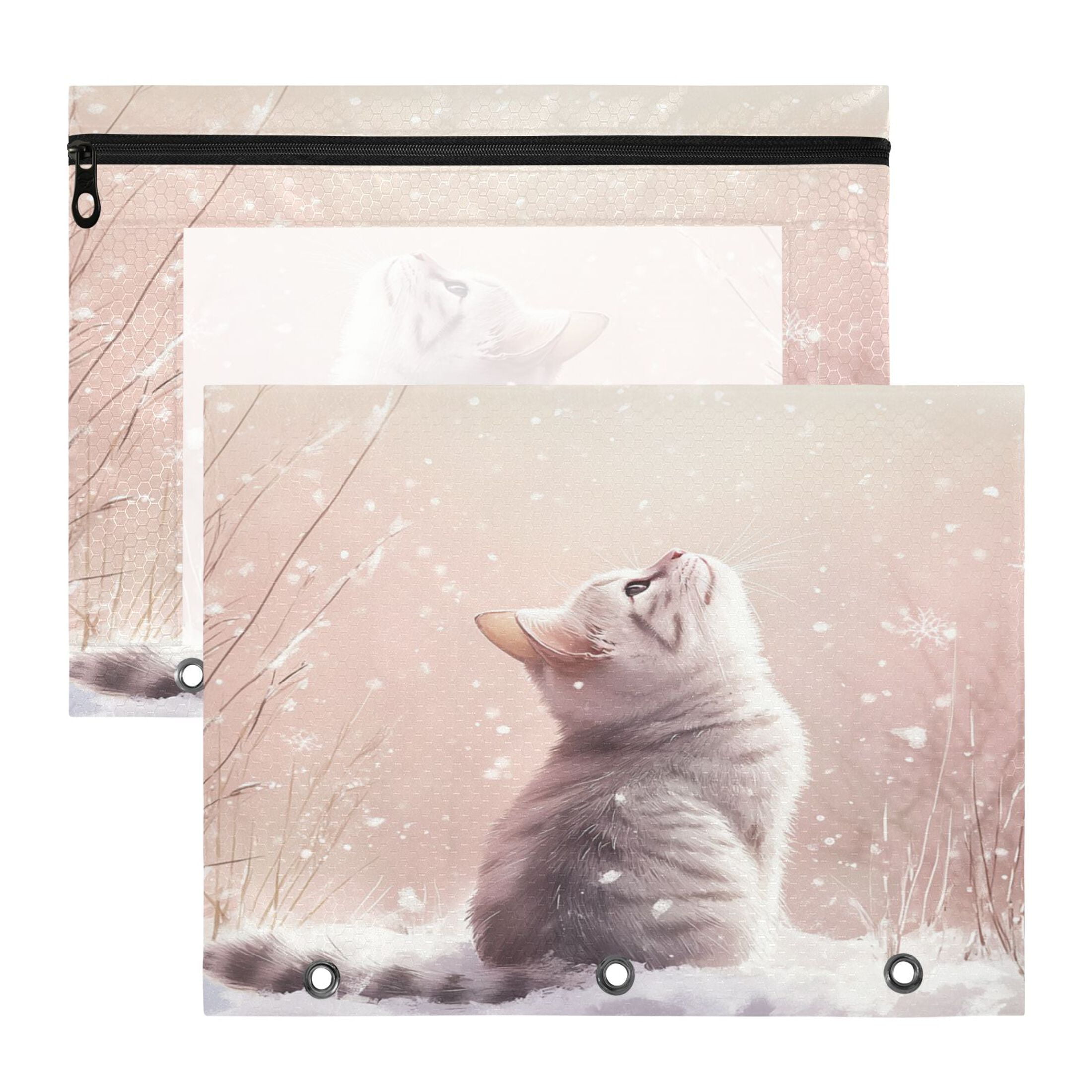2Pcs A4 Document Pouch Set 3 Ring Binder Pencil Pouch Clear Window ...